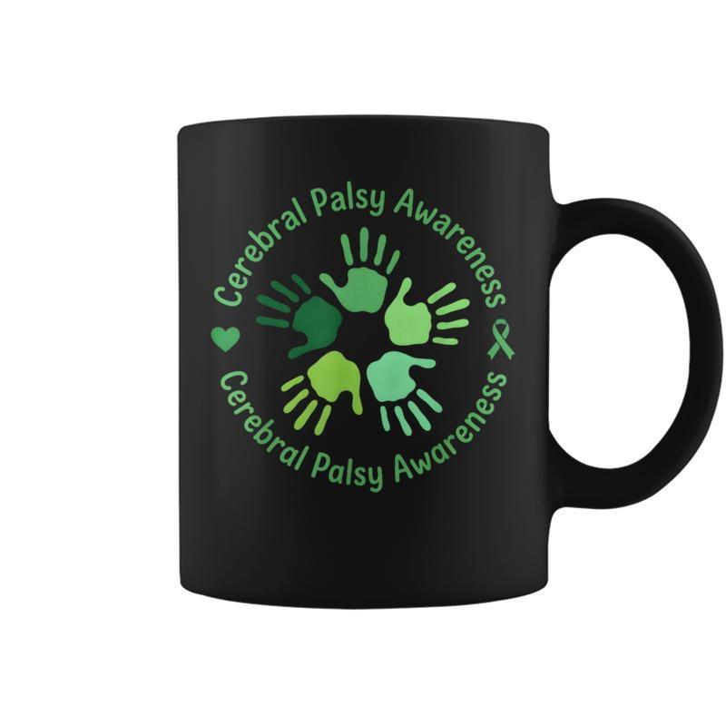 Cerebral Palsy Awareness Ribbon Support Squad Unity Hand Coffee Mugs ...