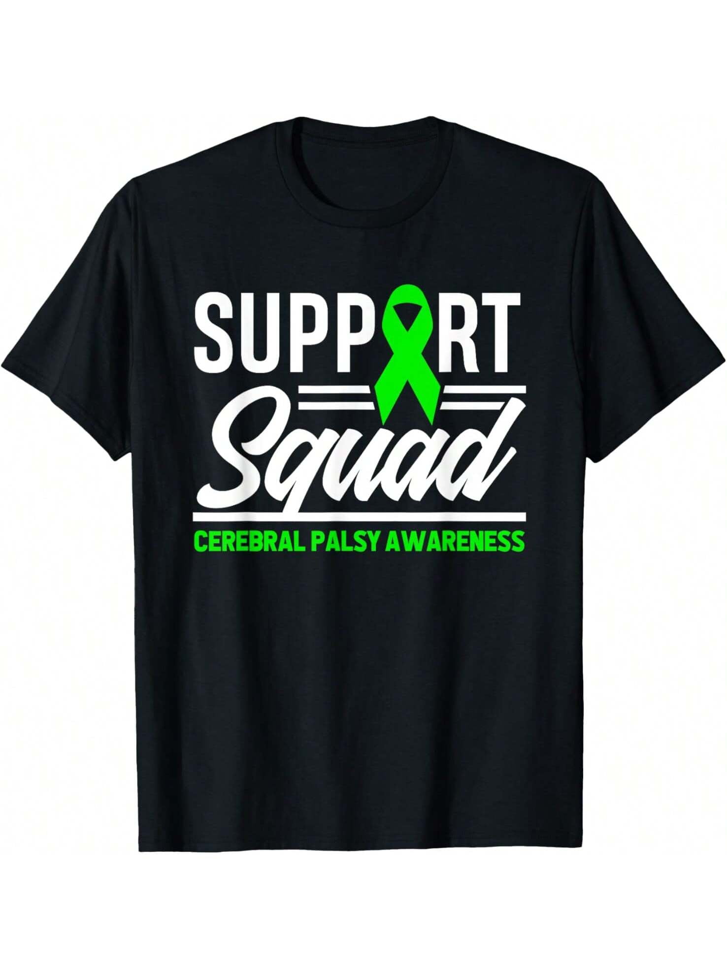 Cerebral Palsy Awareness Support Squad Green Ribbon Unisex Graphic Tee ...