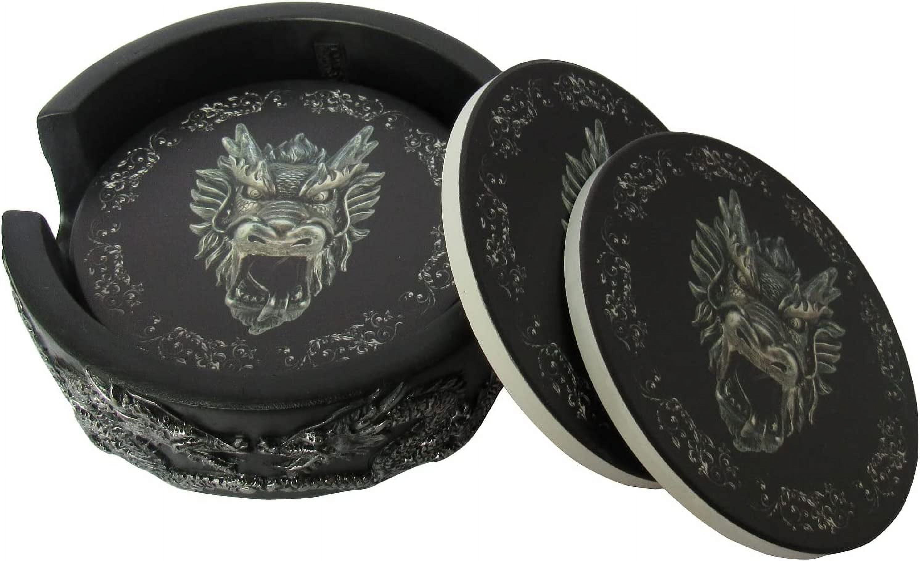 Ceremonial Libations Dragon Coaster 4pc Set Chinese Dragon Home Gothic ...
