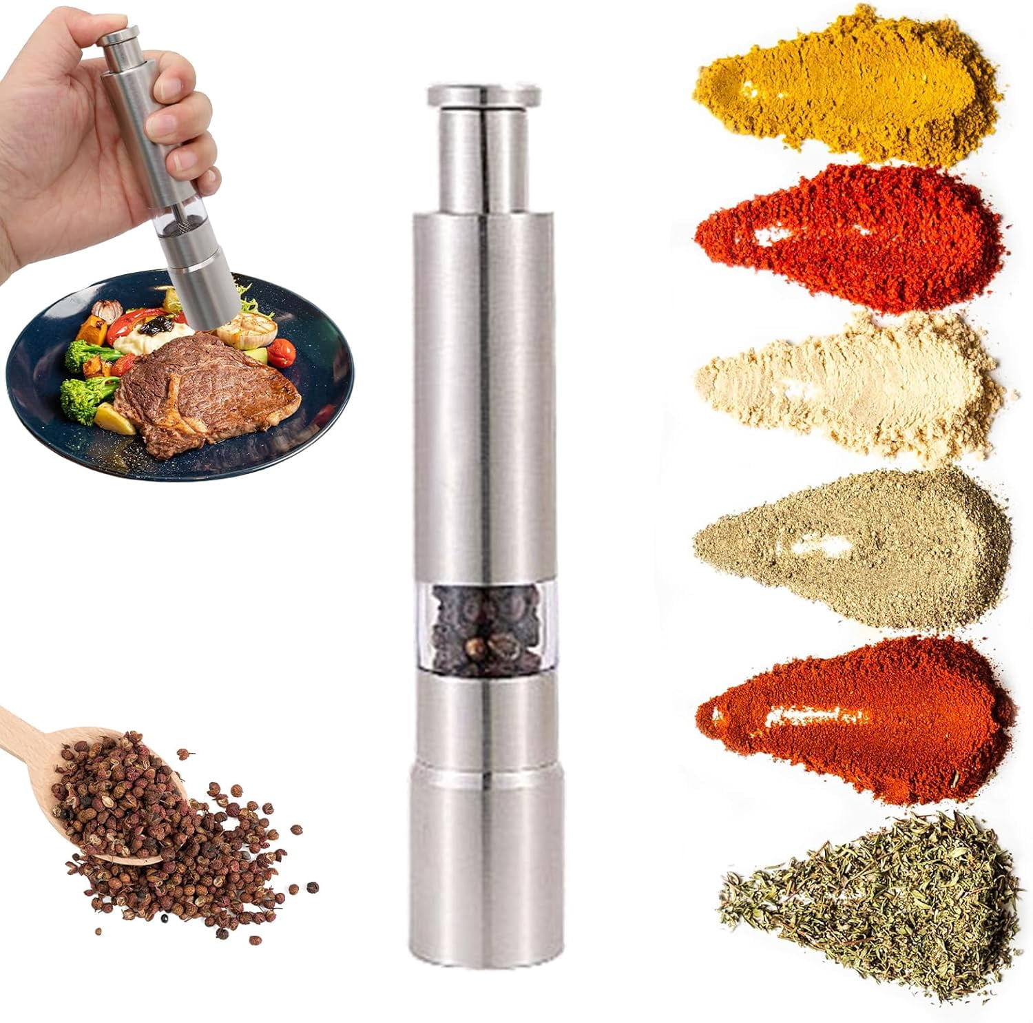 Ceremonye Stainless Steel Salt and Pepper Grinder, 2025 New Refillable ...