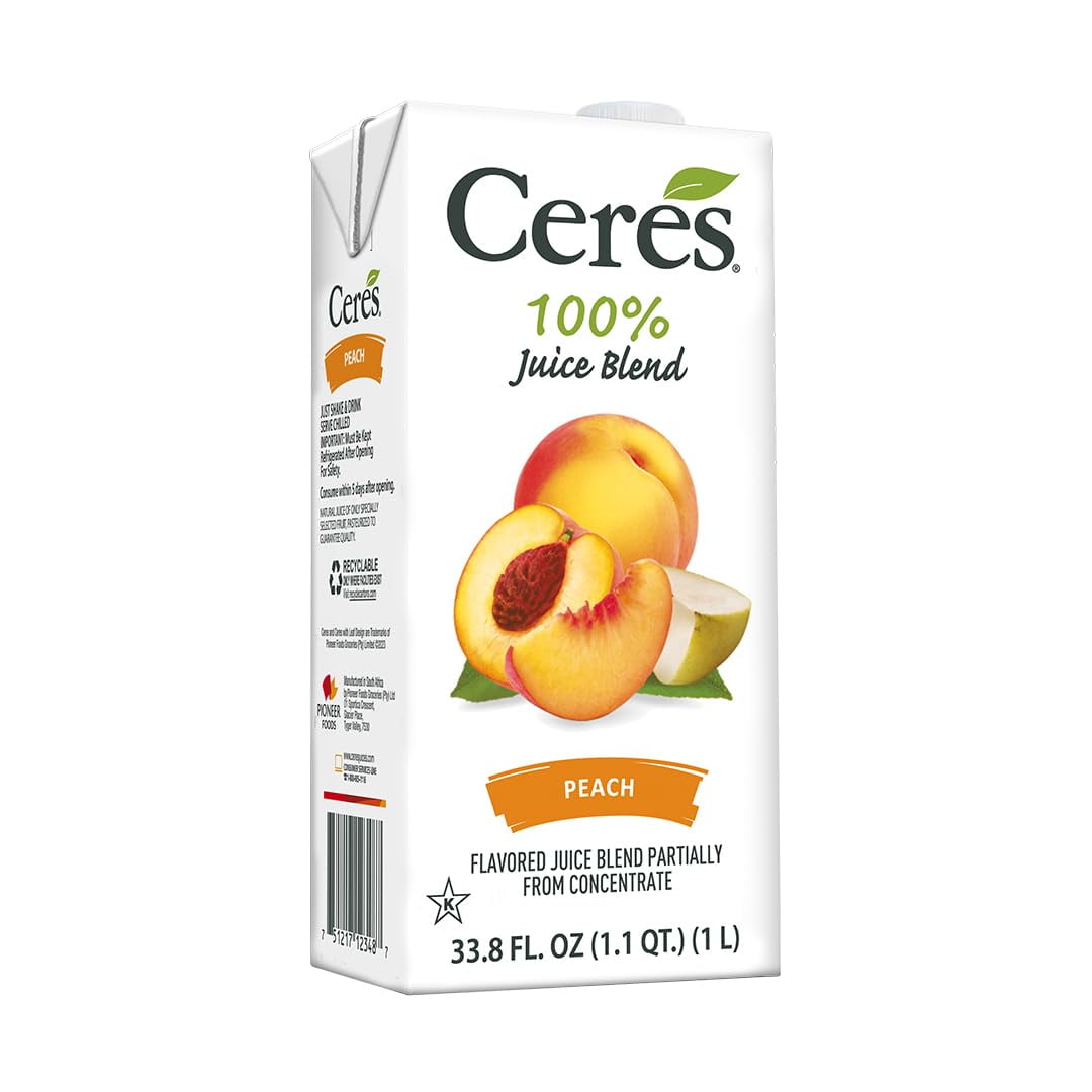 Ceres Juicy Peach Fruit Juice Blend Multipack -- 1 Liter Pack of 3 ...