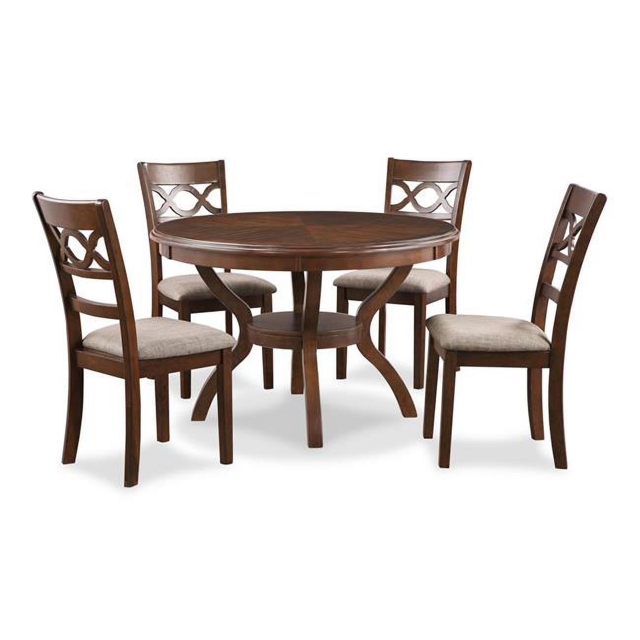 Ceri 5 Piece Round Dining Table and Chair Set, Cherry Brown Wood ...