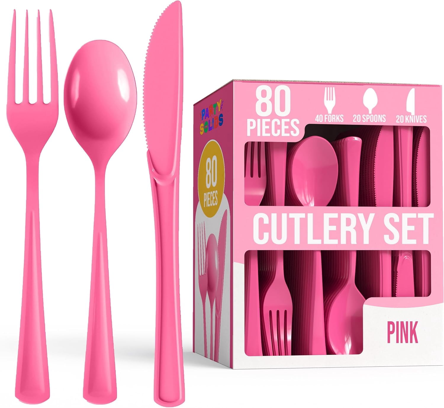 Cerise Plastic Silverware Heavy Duty 80 Pcs Cerise Plastic Cutlery Set ...