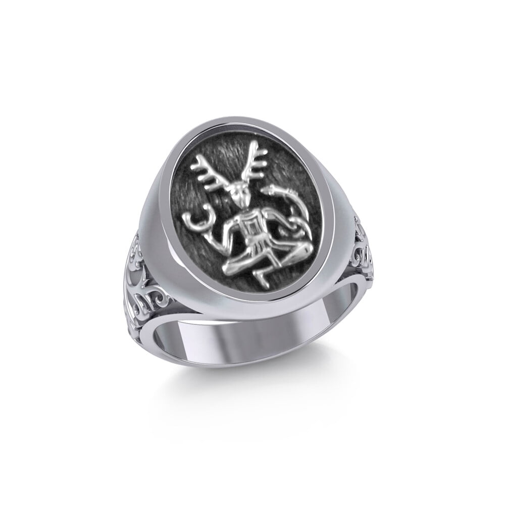 Cernunnos God Signet Ring 925 Sterling Silver Fine Pagan Wiccan Men's ...