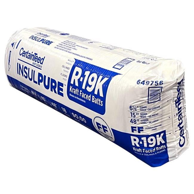 CertainTeed 5060796 15 x 93 x 5.5 in. R-19 Kraft Faced Fiberglass ...