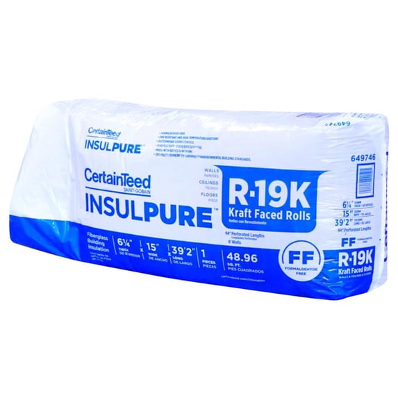 Certainteed 15 in. W X 470 in. L X 5.5 in. R-19 Kraft Faced Fiberglass ...