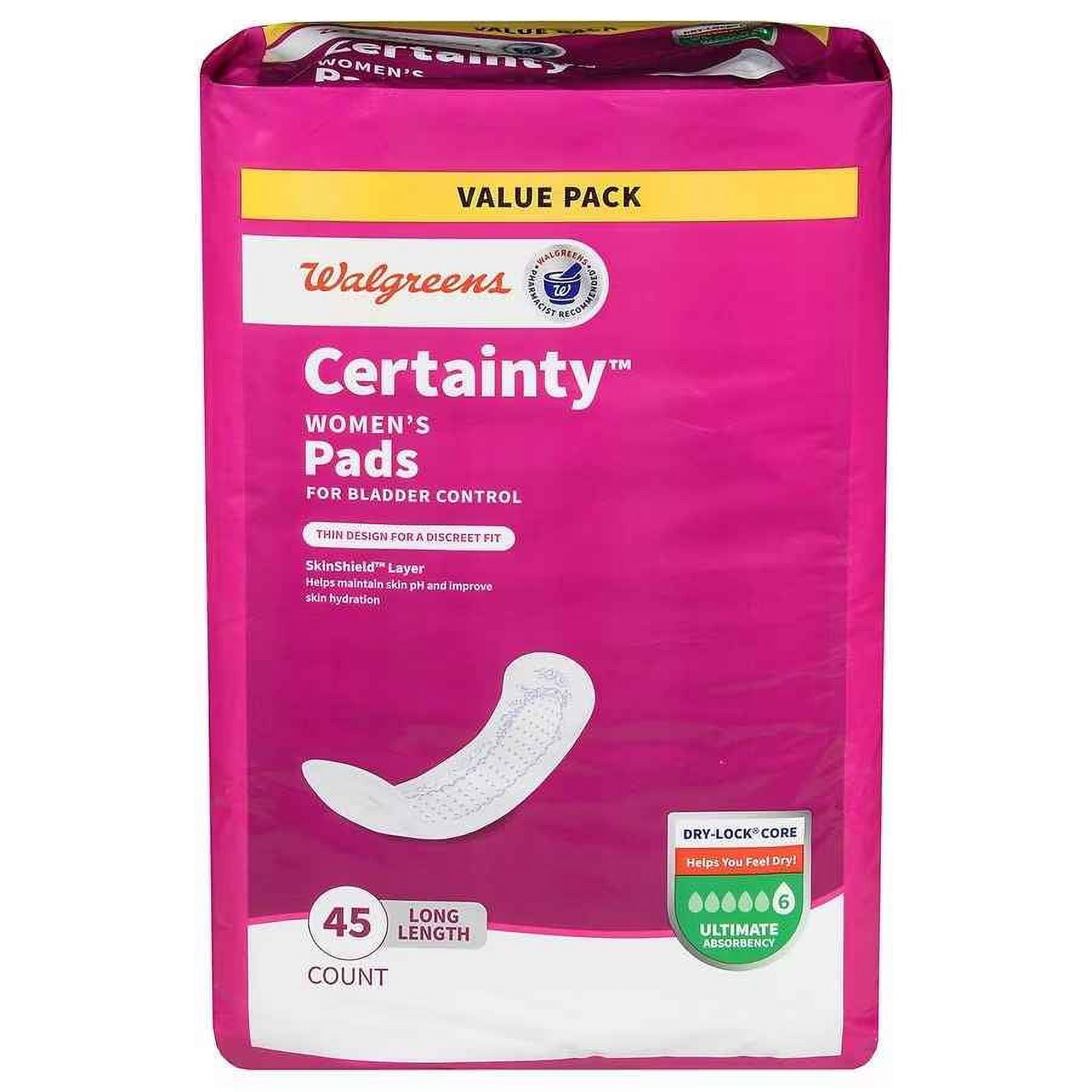 Certainty Women's Bladder Control Pads Long Length Made for Your ...