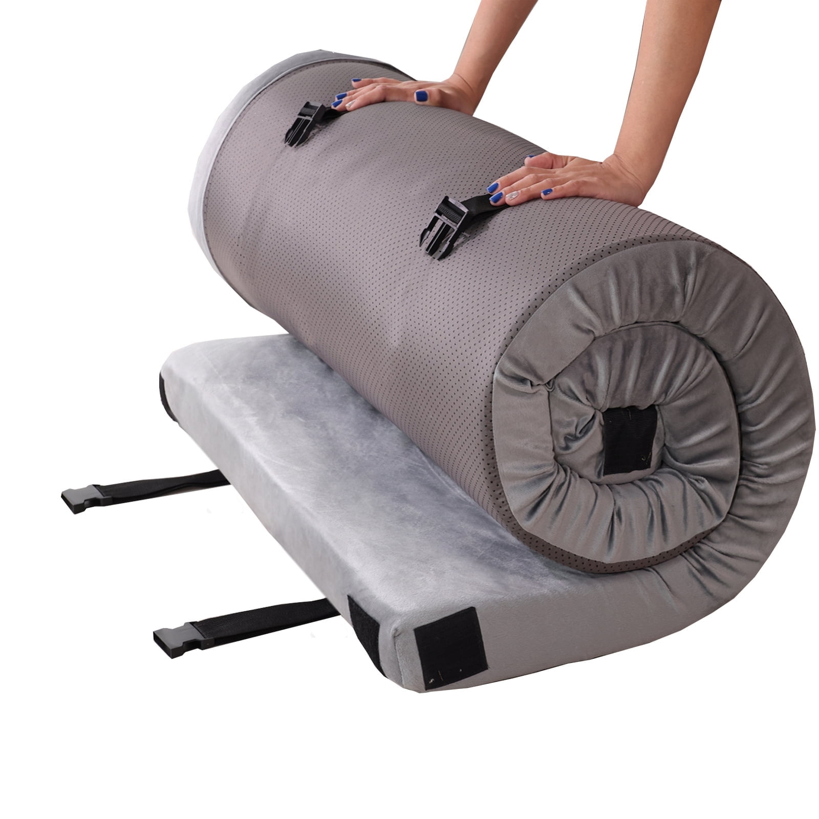 Invoker CertiPUR-US Memory Foam Camping Mattress Pad, Portable Roll Up ...