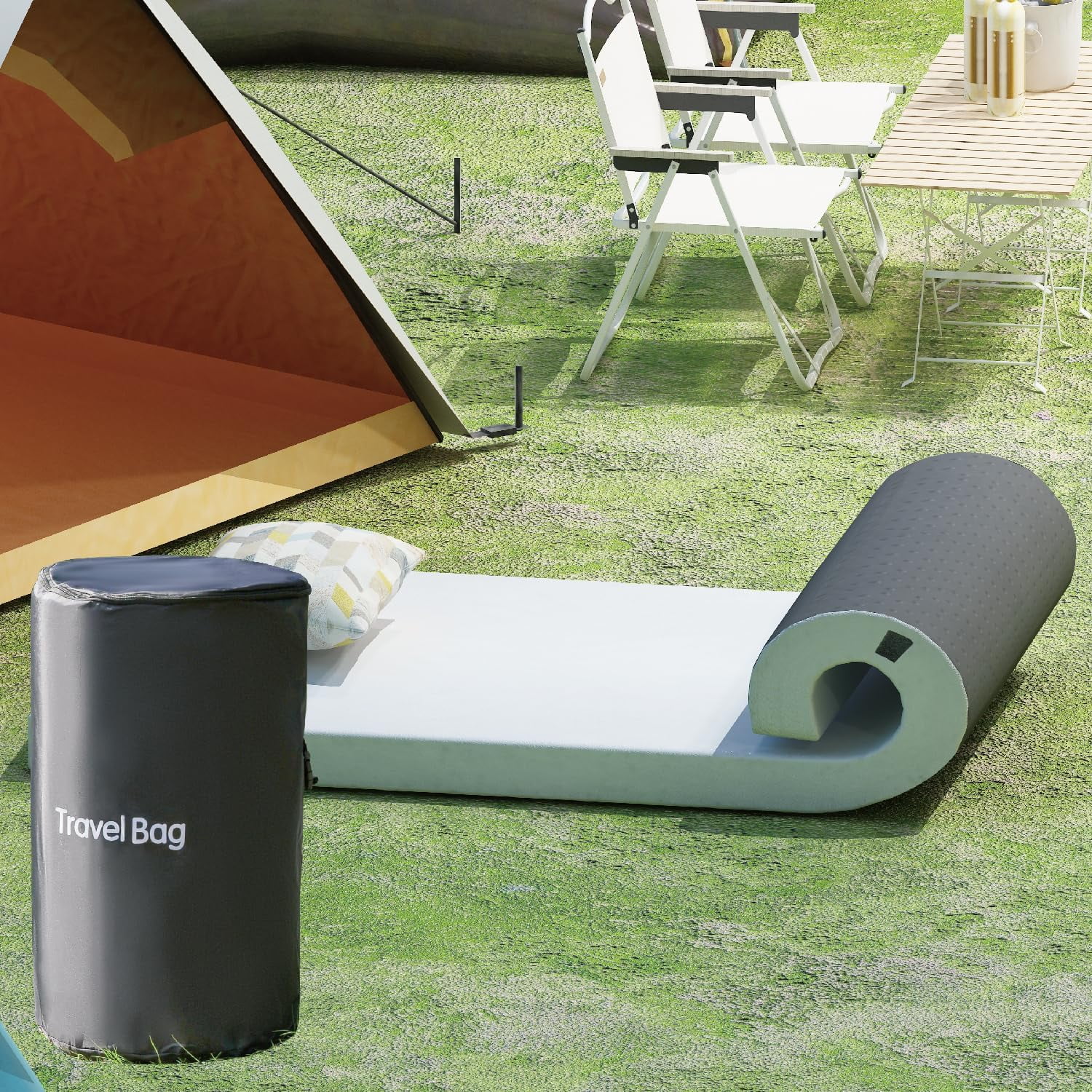 CertiPUR-US Memory Foam Camping Mattress Twin (75"×38"×2.5"), Portable ...