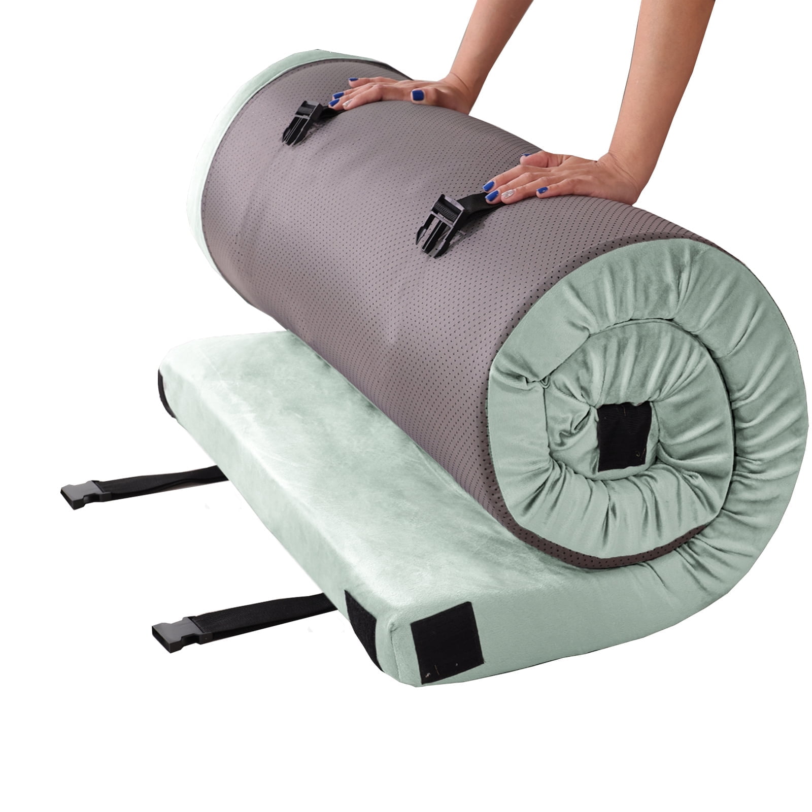 Invoker CertiPUR-US Memory Foam Camping Mattress Pad, Portable Roll Up ...