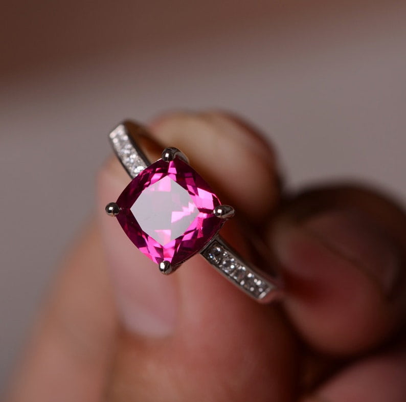 Certifed Red Ruby Gemstone Ring For Women 925 Sterling Silver Ring ...