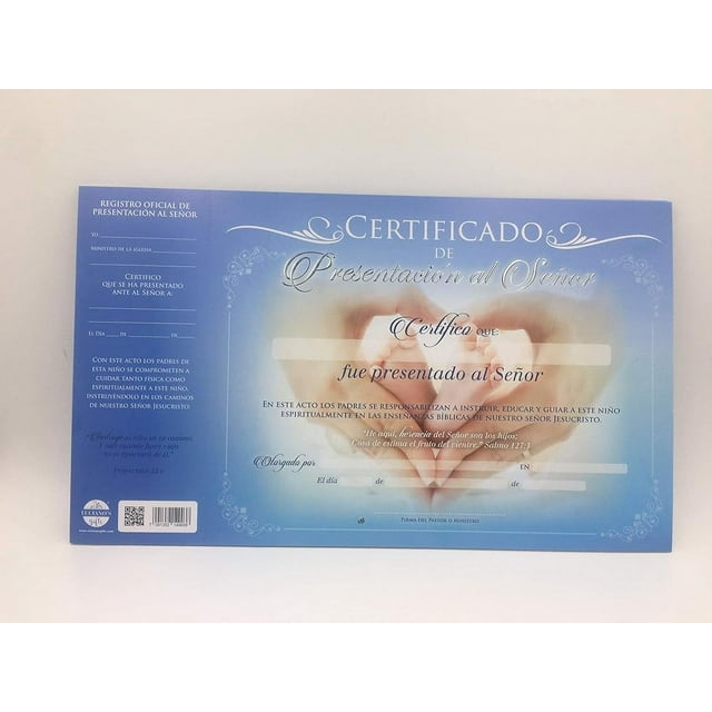 Certificado De Presentacion Al Senor