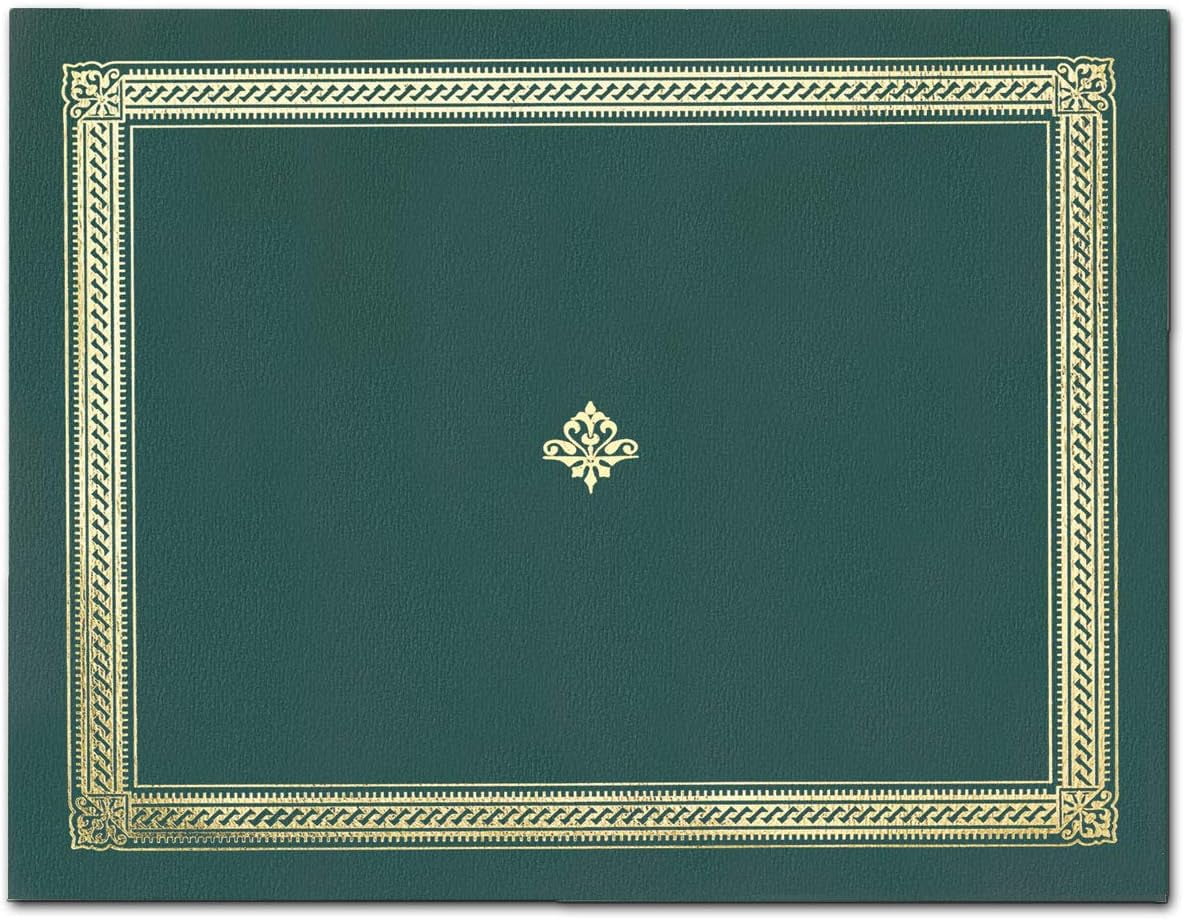 Certificate , 9 1/2 x 12, Green with , Count of 10, Certificate Cover ...