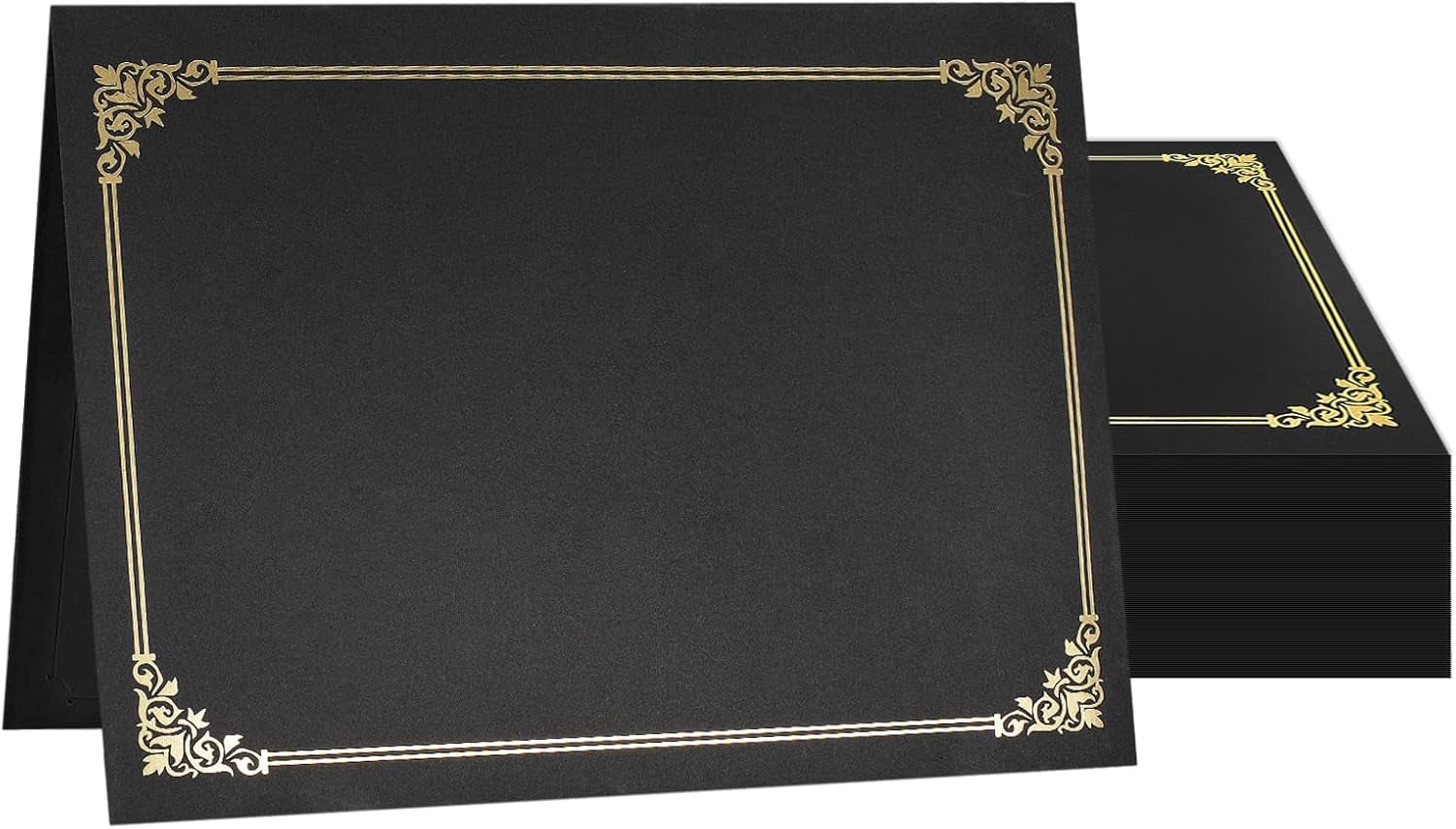 Certificate Holders(Black, 50 Packs), Diploma Covers Gold Foil Border, for Letter Size 8.5x11 ...