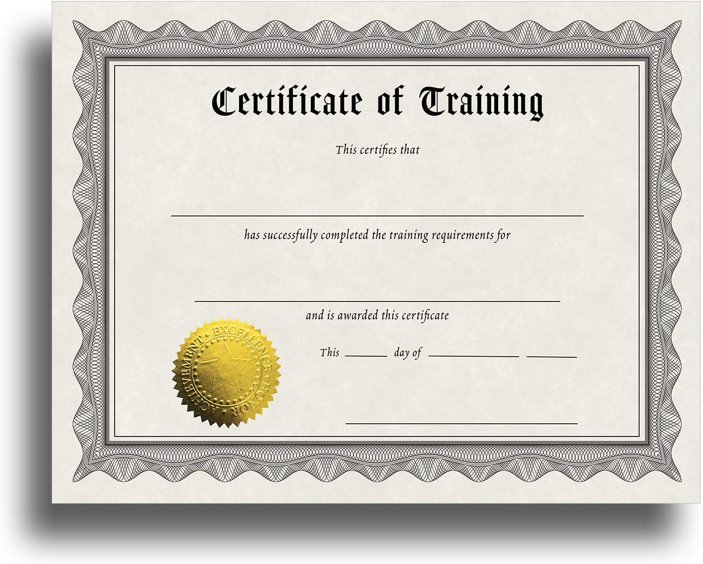 Certificate Of Training Certificate Paper With Embossed Gold Seals - 30 Pack - Parchment Award ...