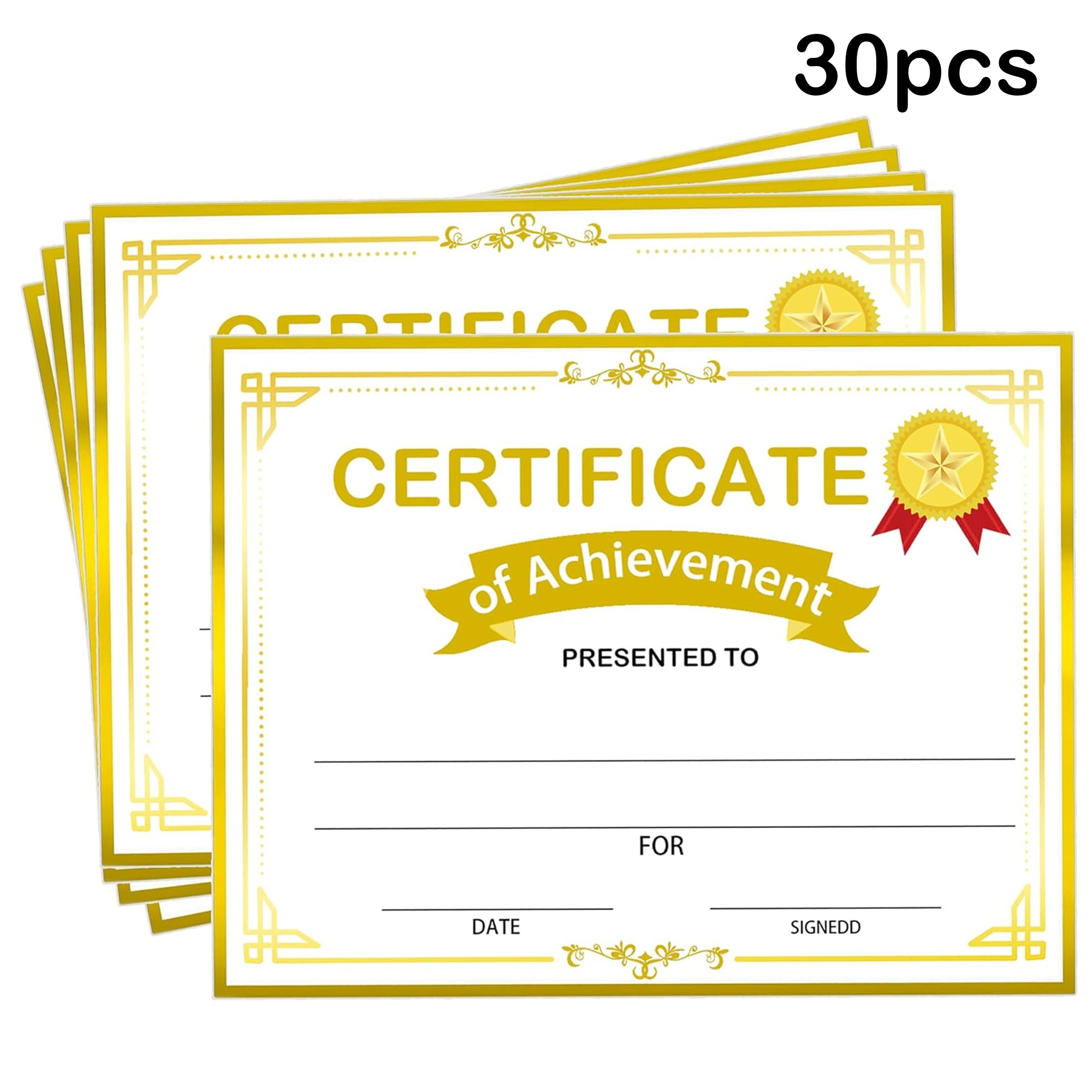 Certificate of Achievement Awards 30 Pcs Gold Certificate of Completion ...