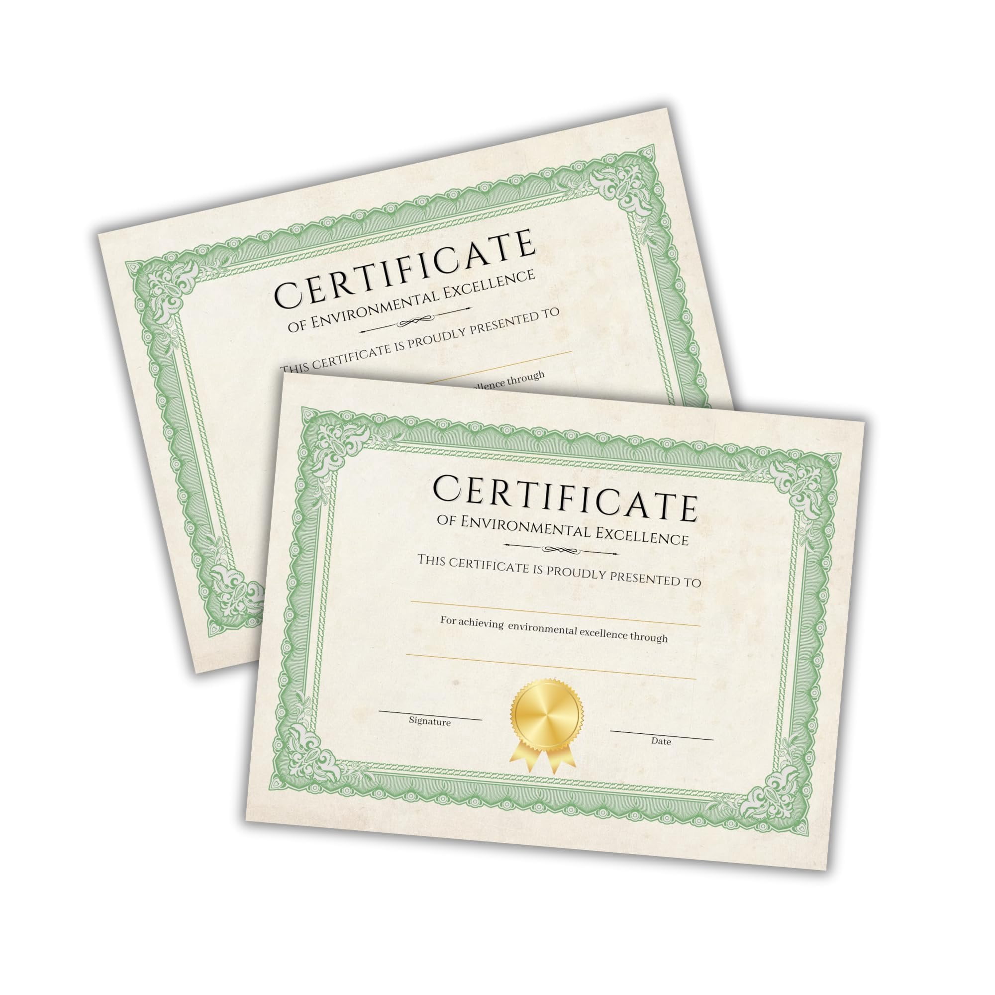 Certificate of Environmental Excellence Award 6pk 8.5x11 Printed on ...