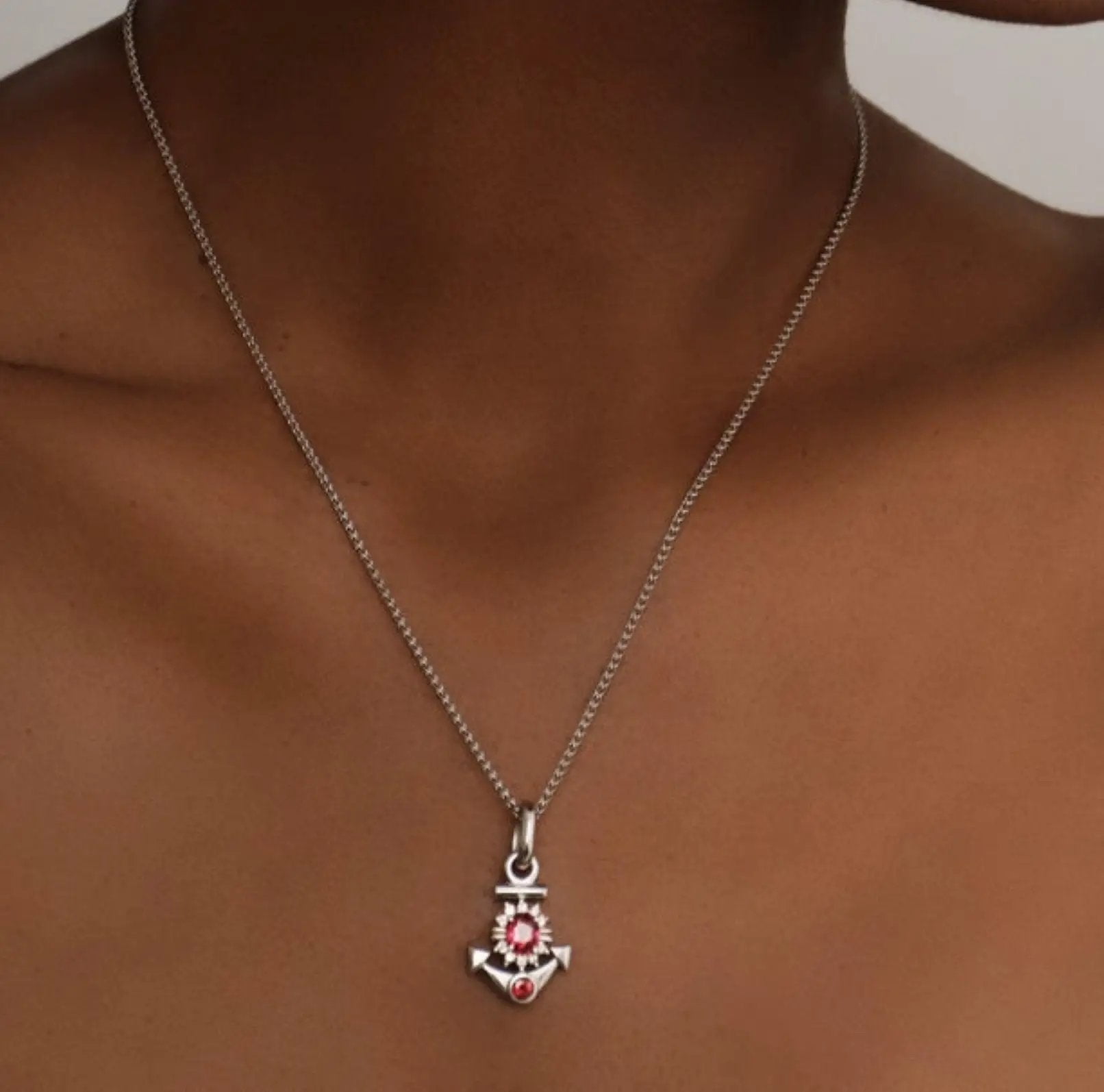 Certified 1.5ctw Natural Ruby and Diamond Platinum Anchor Pendant ...