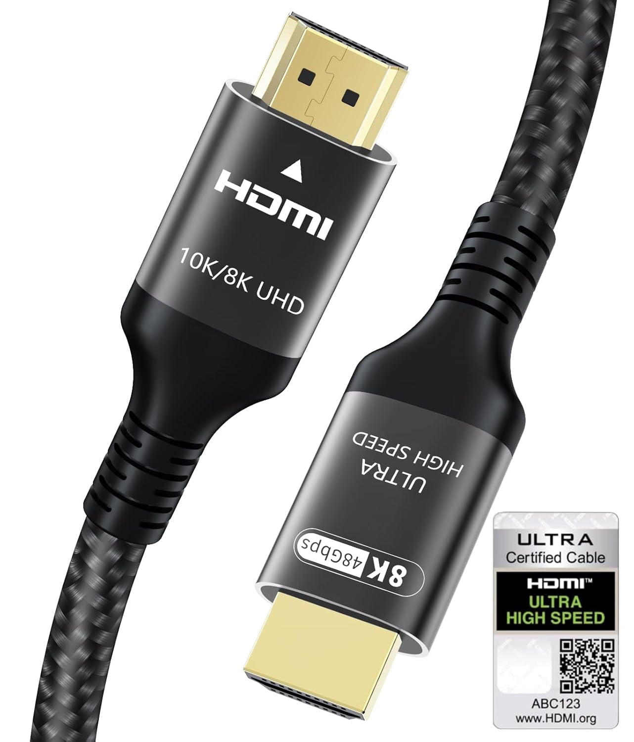 Certified 10K 8K HDMI 2.1 Cable 10 FT, 48Gbps Ultra High Speed HDMICord ...