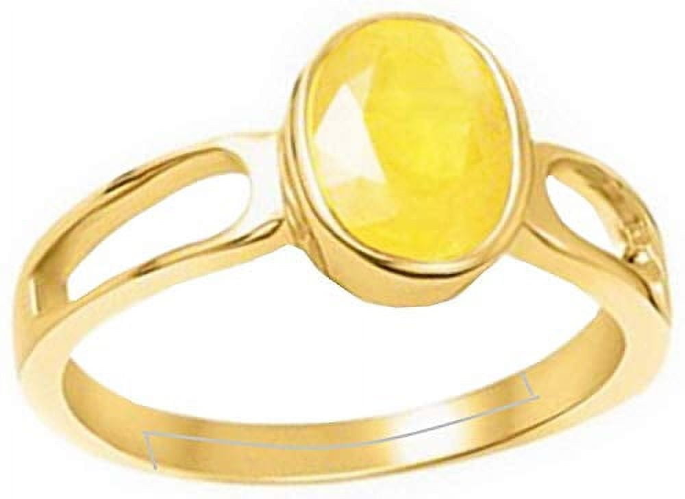 Certified 14.25 Ratti Deluxe Quality Natural Yellow Sapphire Panchdhatu Gold Plated Adjustable ...