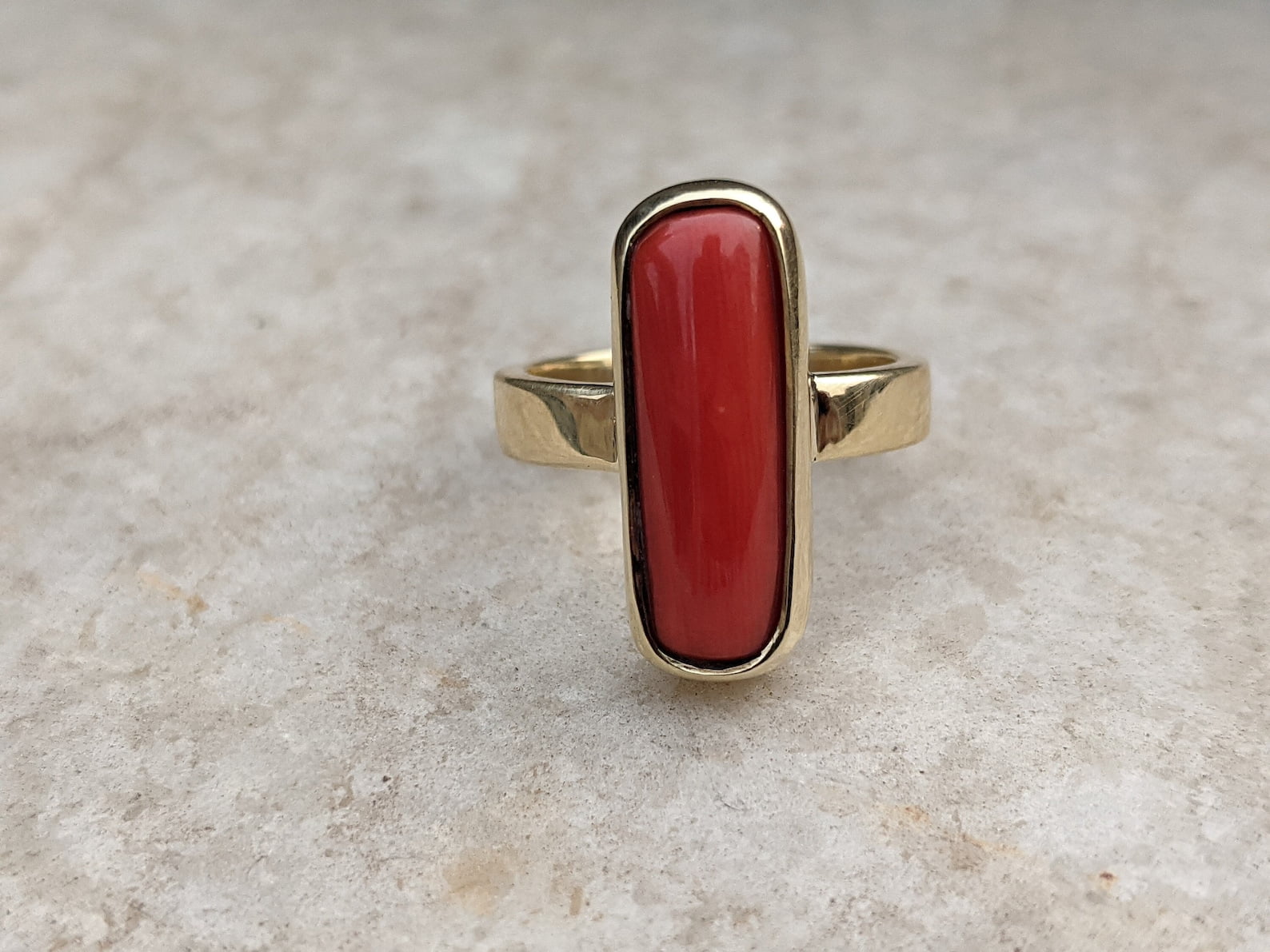 Certified 3-10ct Energized Red Coral Gemstone Mantra Panchdhatu ring ...
