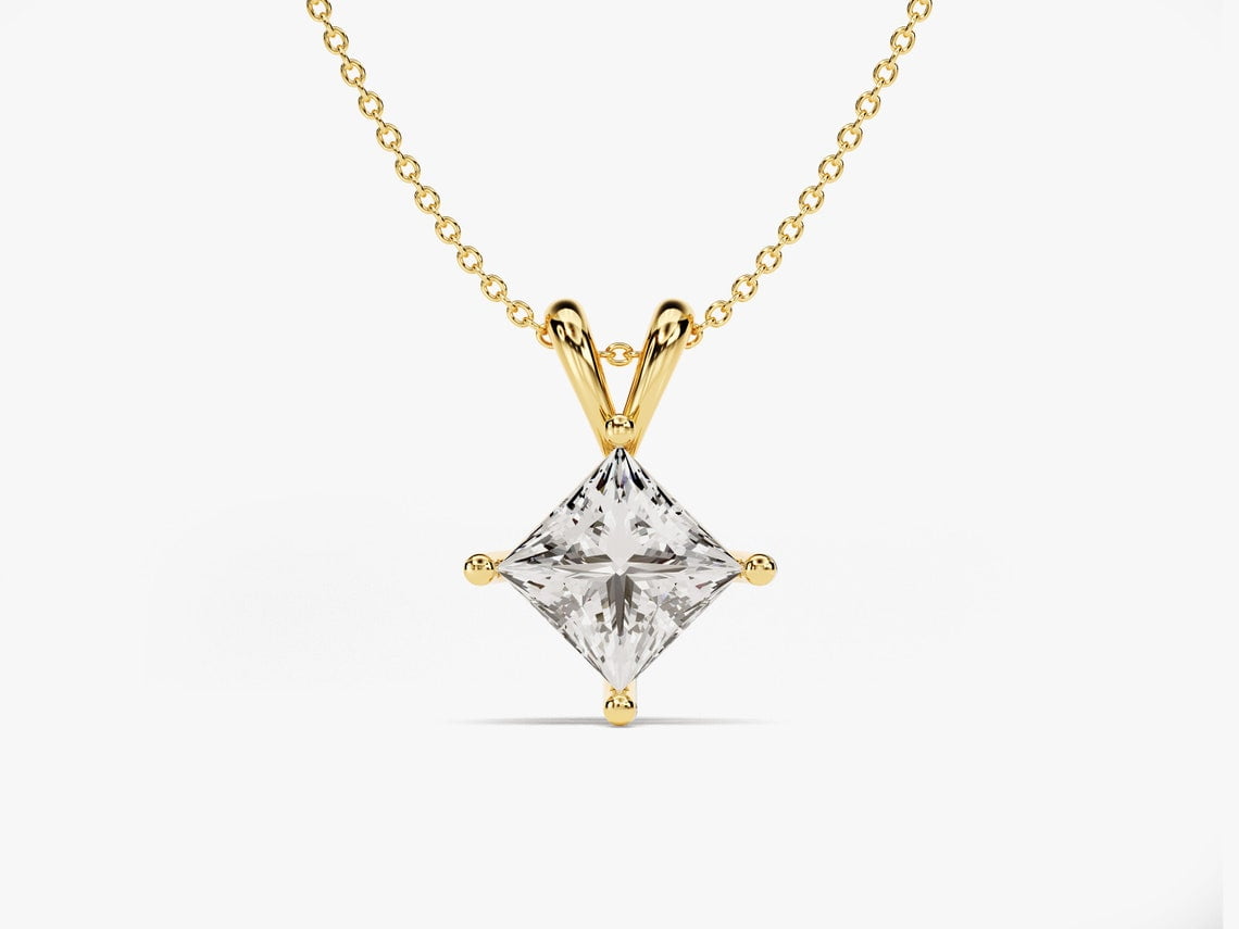 Certified 3 Carat Princess Cut D/VVS1 Natural Moissanite Solitaire ...