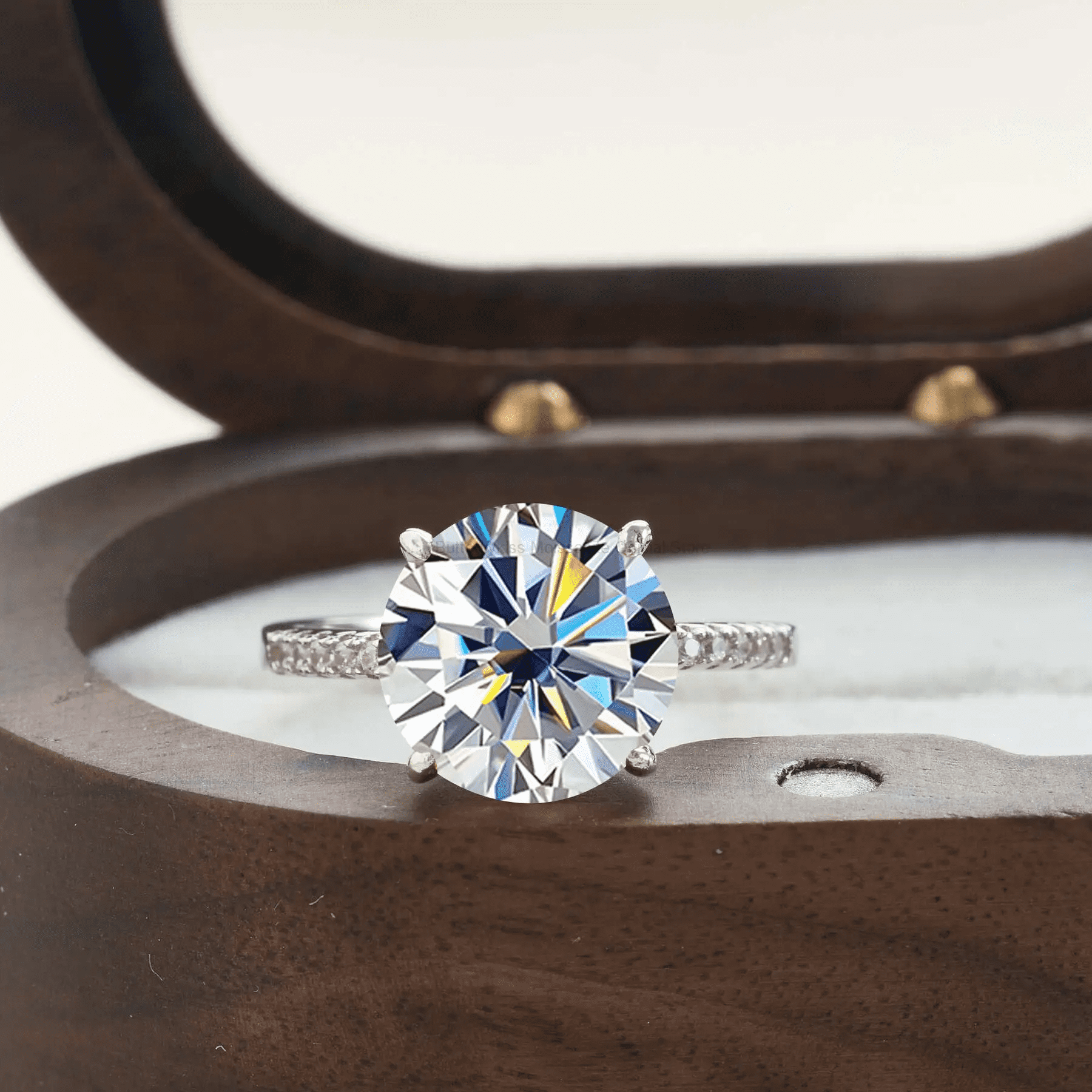 Certified 5Ct D Color Moissanite Engagement Ring Diamond Wedding Rings S925 Sterling Silver ...