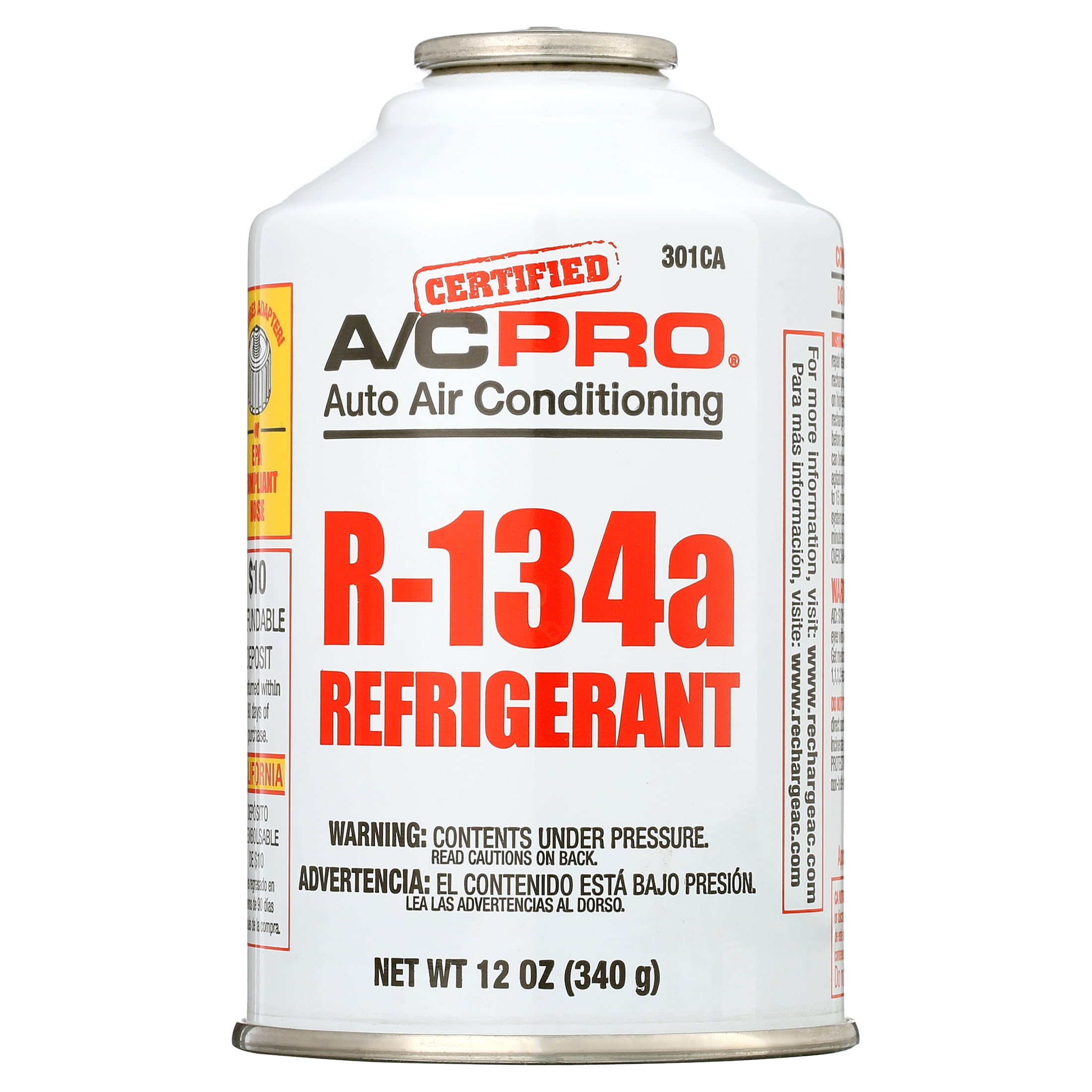 Certified A/C Pro R-134a Auto Air Conditioner Refrigerant -12 OZ (CA ...