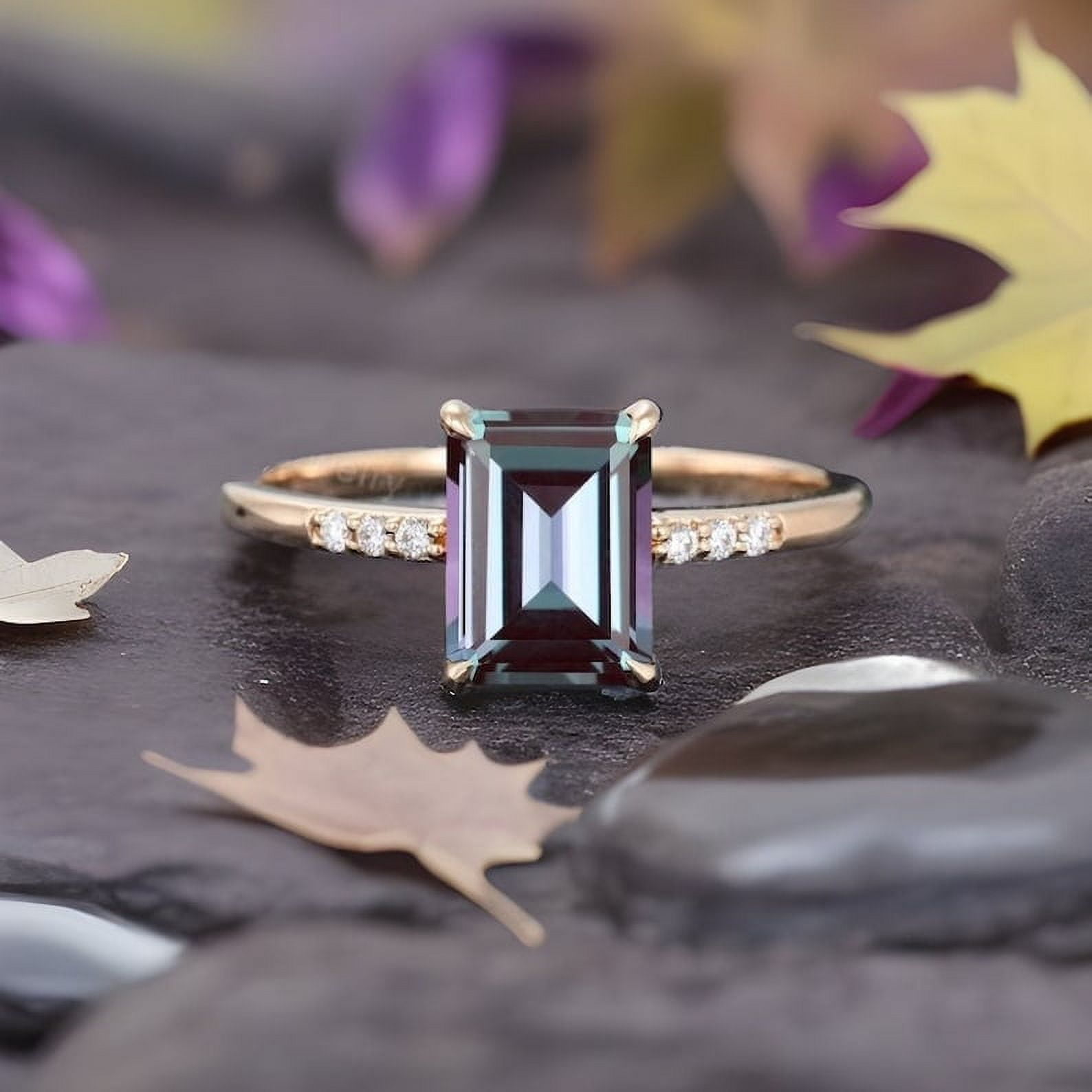 Arenagemsjewellery Emerald Cut Blue Alexandrite Engagement Ring, 4.96 ...