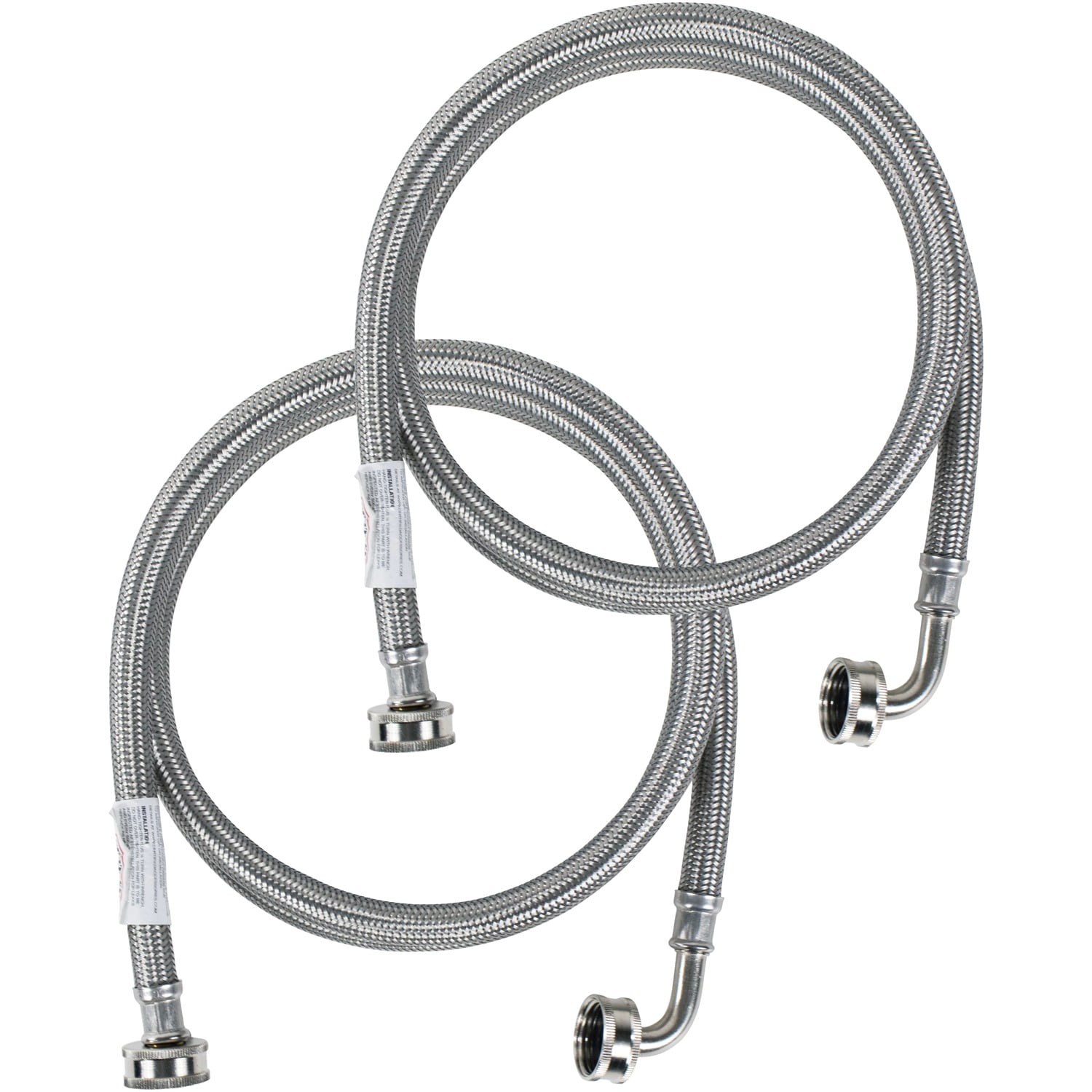 Certified Appliance Accessories WM72SSL2PK 2 Pk Braided Stainless Steel ...