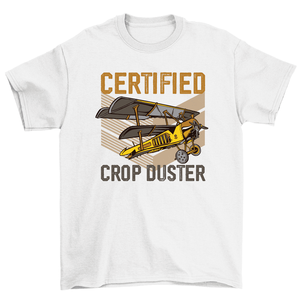Certified Crop Duster Plane T-Shirt Airplane Funny Farting Tee Men ...