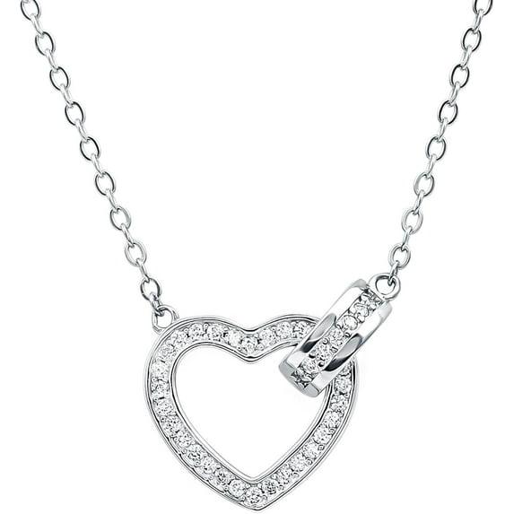 Certified Cubic Zirconia Heart Necklace In Silver, Aaaa Quality, Zircon ...