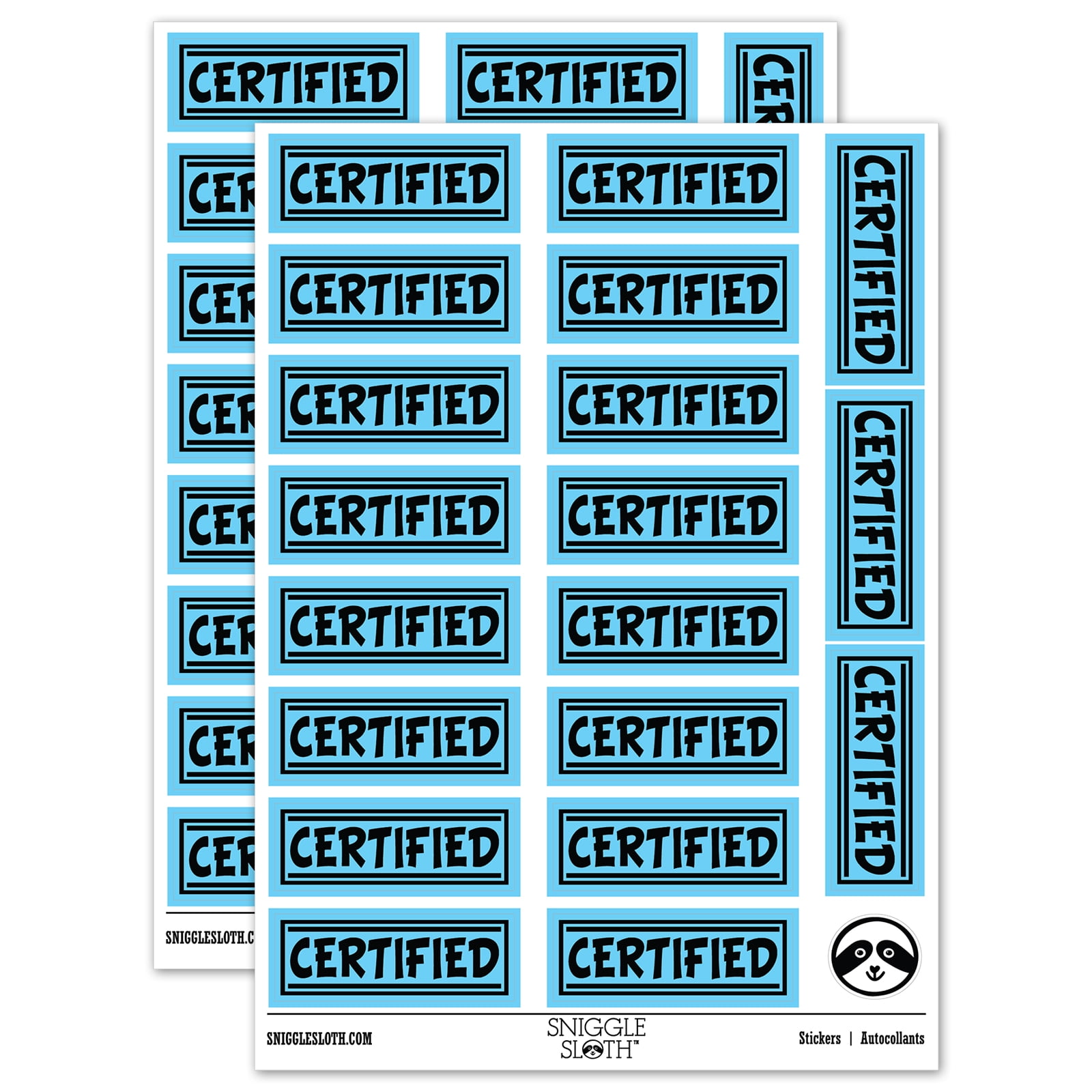Certified Double Lines Border Letter Sticker Set - Light Blue - Gloss ...