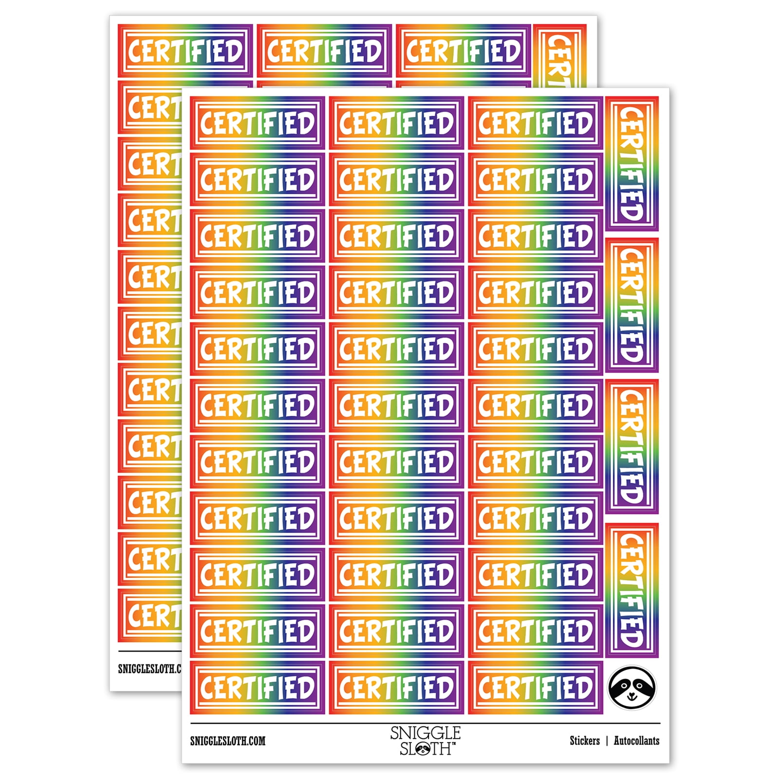 Certified Double Lines Border Letter Sticker Set - Rainbow - Matte ...