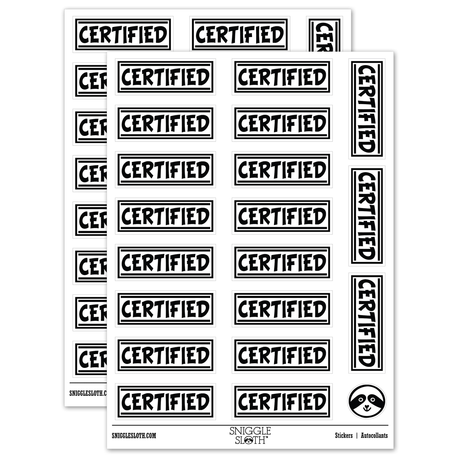 Certified Double Lines Border Letter Sticker Set - White - Gloss Finish ...