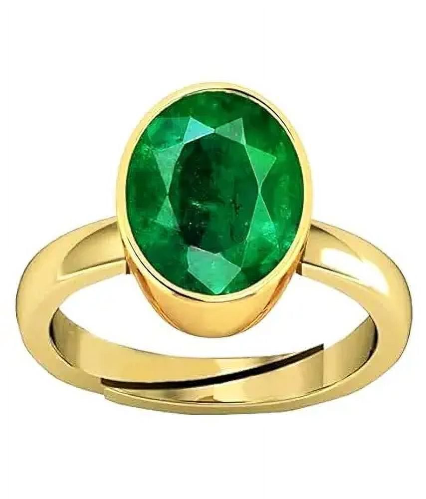 Certified Emerald Panna 13.25 Carat Panchdhatu Adjustable Gold Plating Ring For Astrological ...