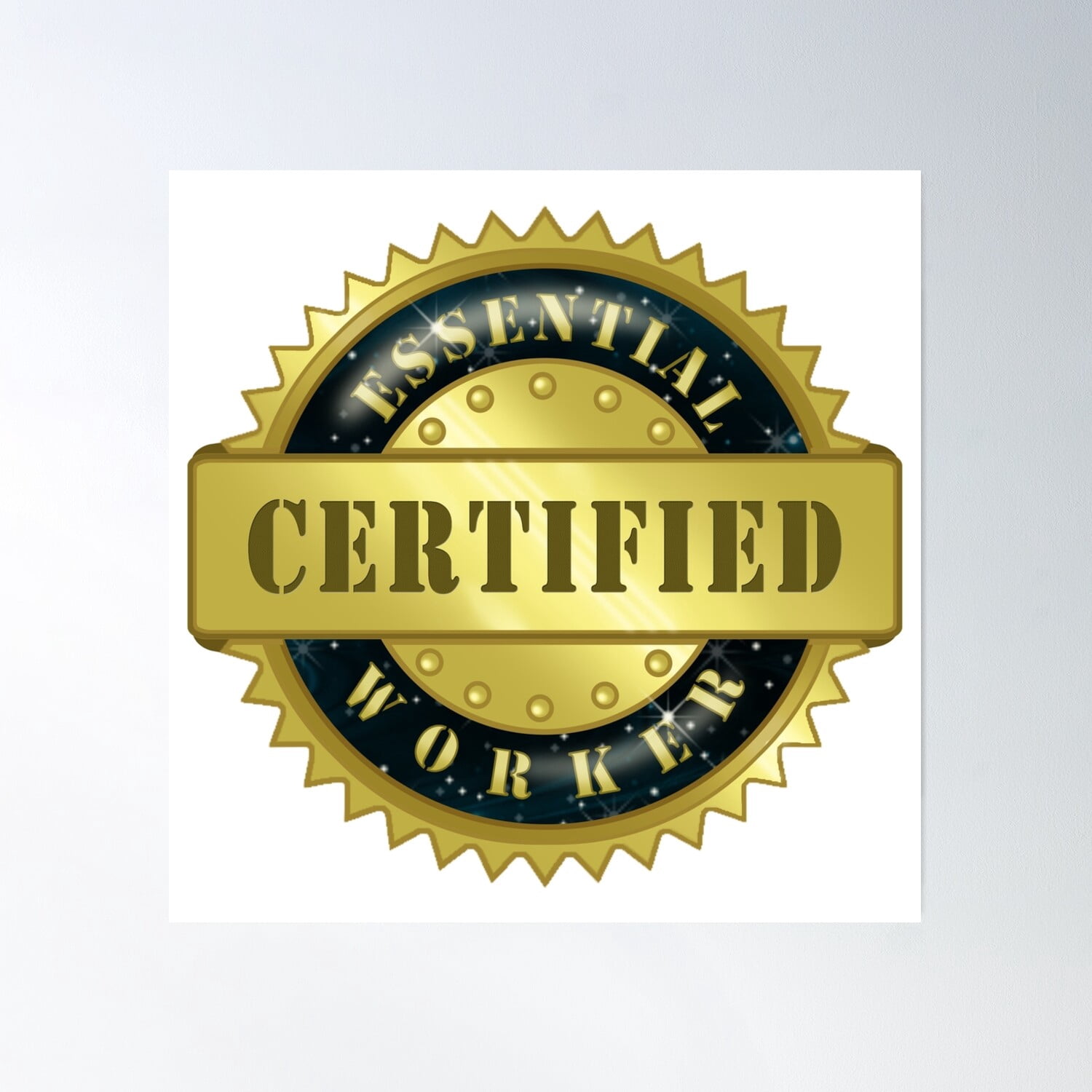 Certified Essential Worker Badge 3 Poster Wall Art, Modern Wall Decor ...