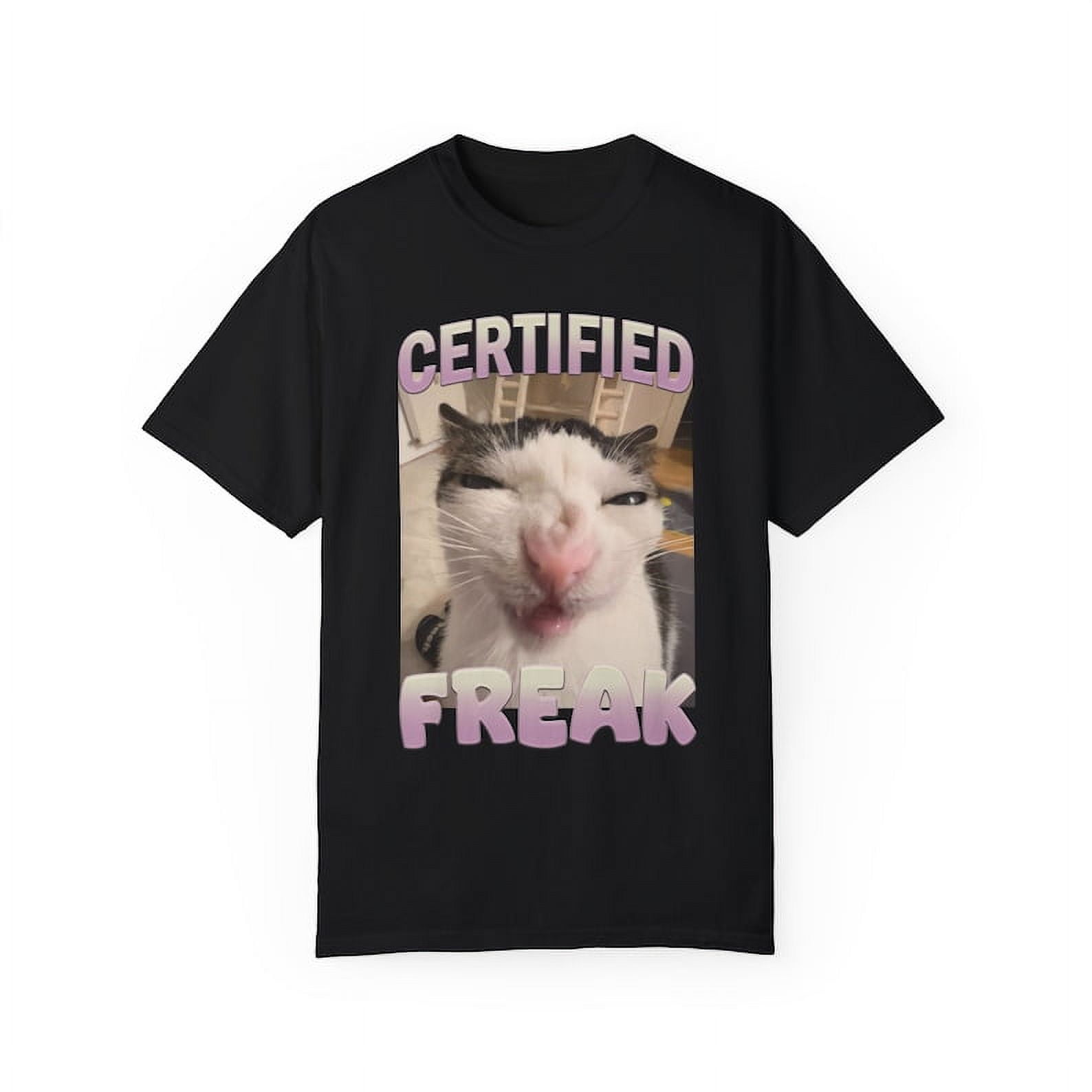 Certified Freak Cat Meme T-Shirt - Hilarious Cat Expression Graphic Tee ...