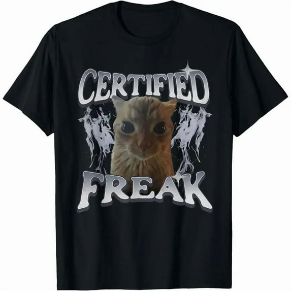 Certified Freak Funny Cat Meme Retro Faded Cat T-Shirt - Walmart.com