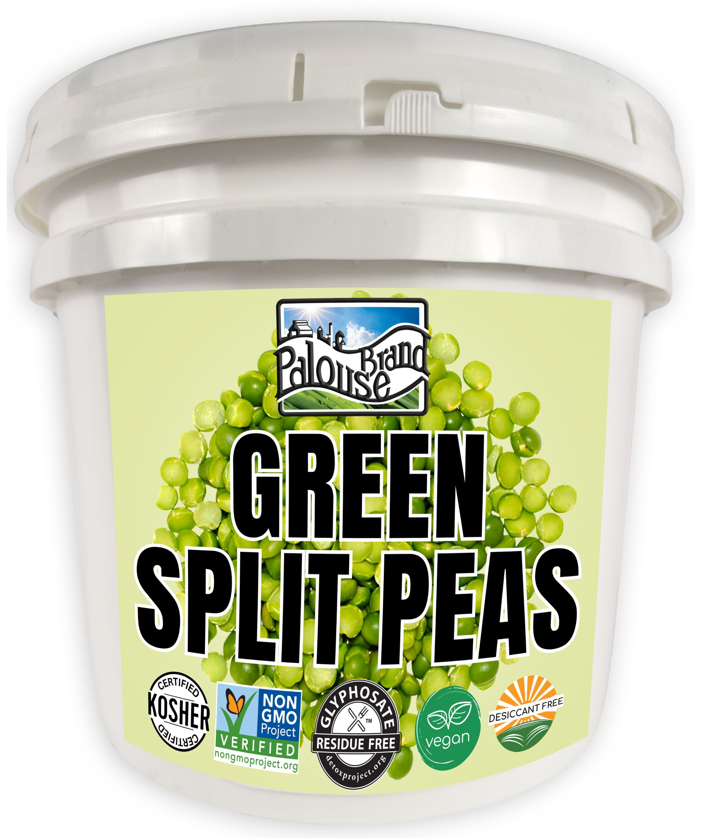 Palouse Brand Green Split Peas, 25 lb Bucket for Long Term Food Storage ...