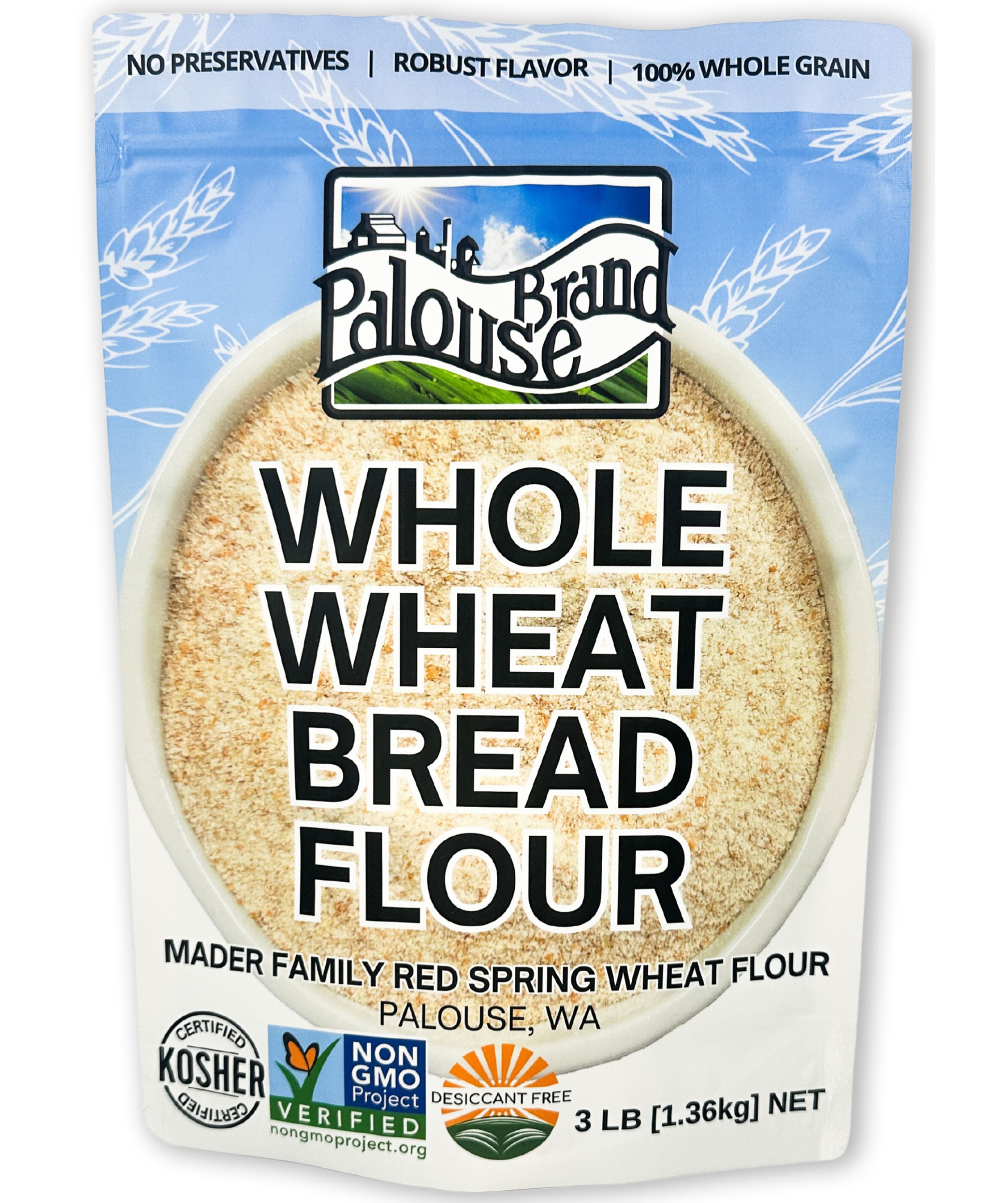 Non-GMO Whole Grain Hard Red Spring Wheat Flour | 3 lbs Resealable ...