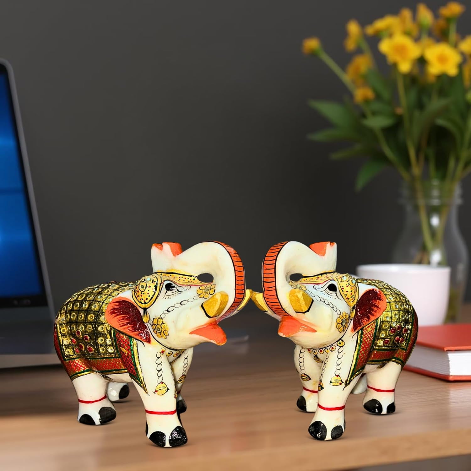 Certified Gold-Plated Australian Marble Elephant Statue - 4/5/6/7 ...