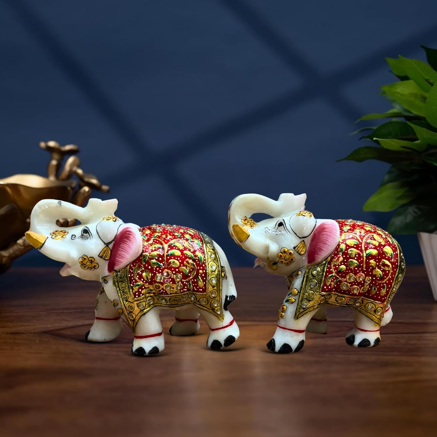 Certified Gold-Plated Australian Marble Elephant Statue - 4/5/6/7 ...