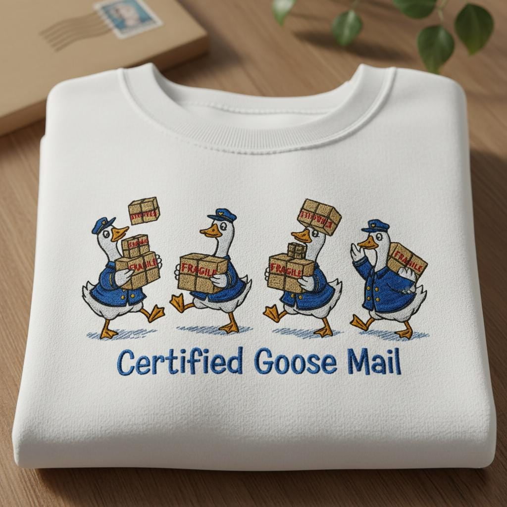Certified Goose Mail Embroidered Sweatshirt, Funny Postal Worker Duck ...