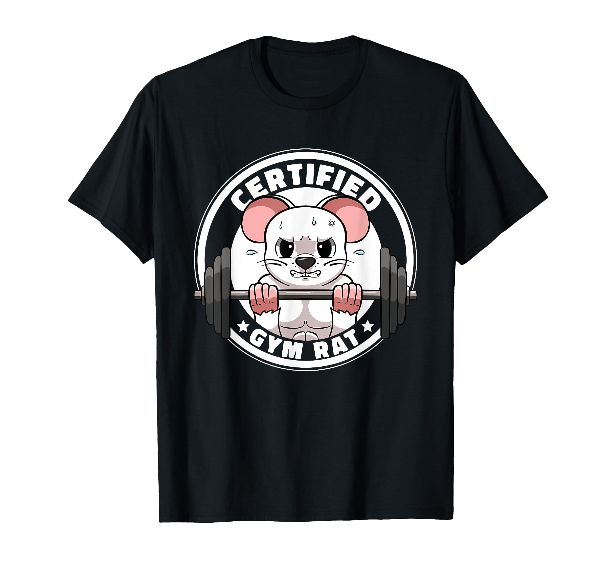 Certified Gym Rat Cartoon Mouse Gym Humor T-Shirt for Workout ...