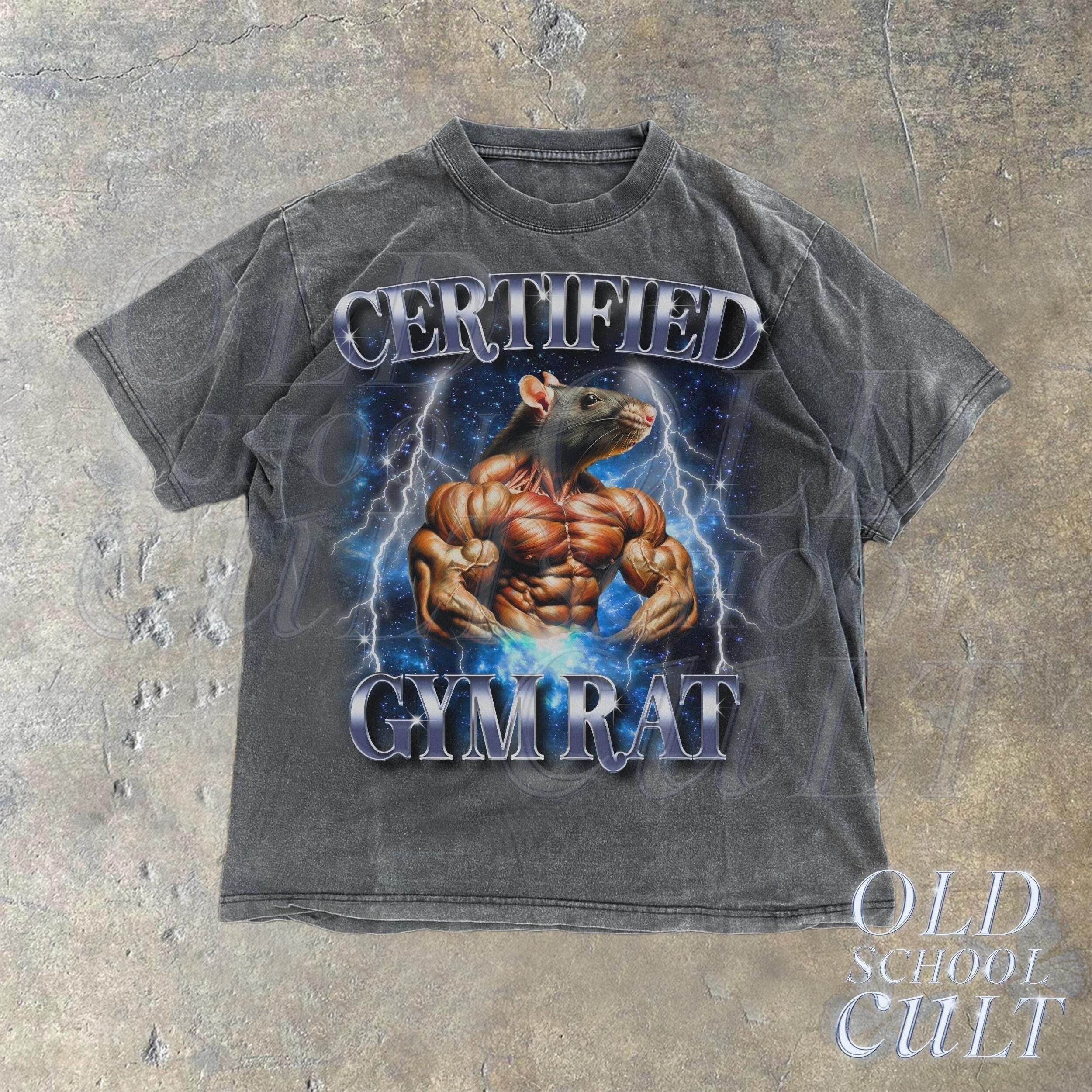 Certified Gym Rat Funny 90s Style T-Shirt, Unisex Retro Gym Graphic Tee ...