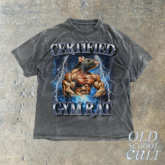 Certified Gym Rat Funny 90s Style T-Shirt, Unisex Retro Gym Graphic Tee ...