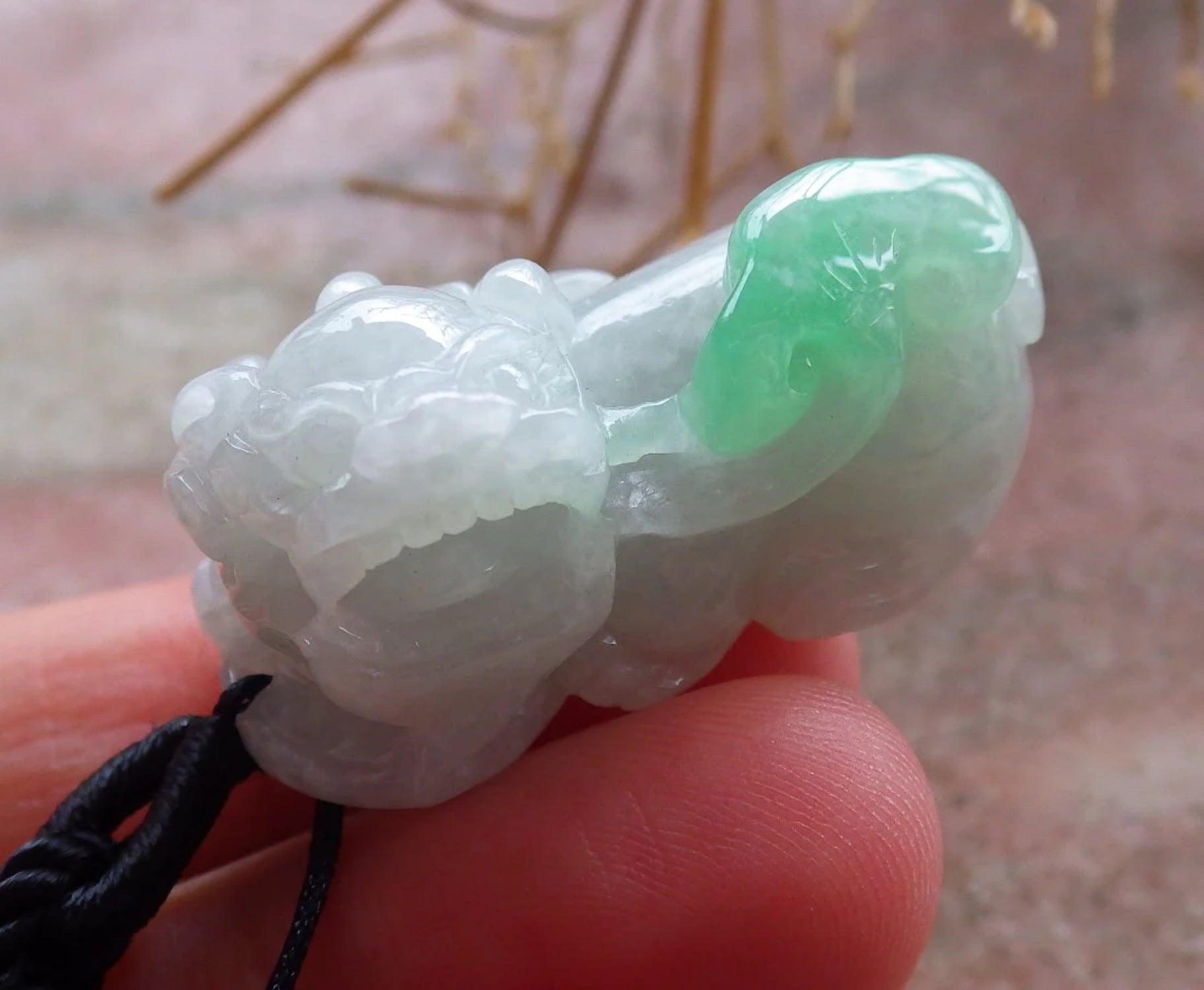 Certified Hand Carved Natural Green Burma A Jade jadeite Dragon Pi Xiu ...