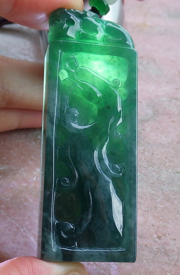 Certified Icy Green Burma 100% Natural A Jade jadeite Pendant Dragon Pi ...