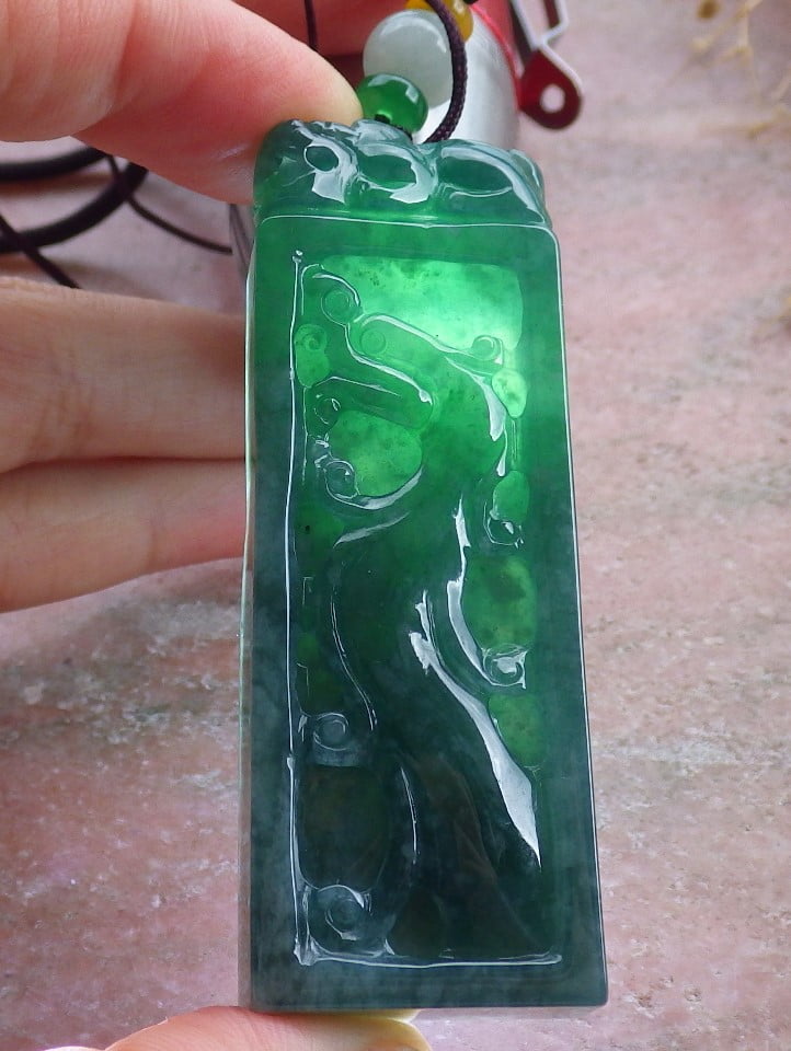 Certified Icy Green Burma 100% Natural A Jade jadeite Pendant Dragon Pi ...